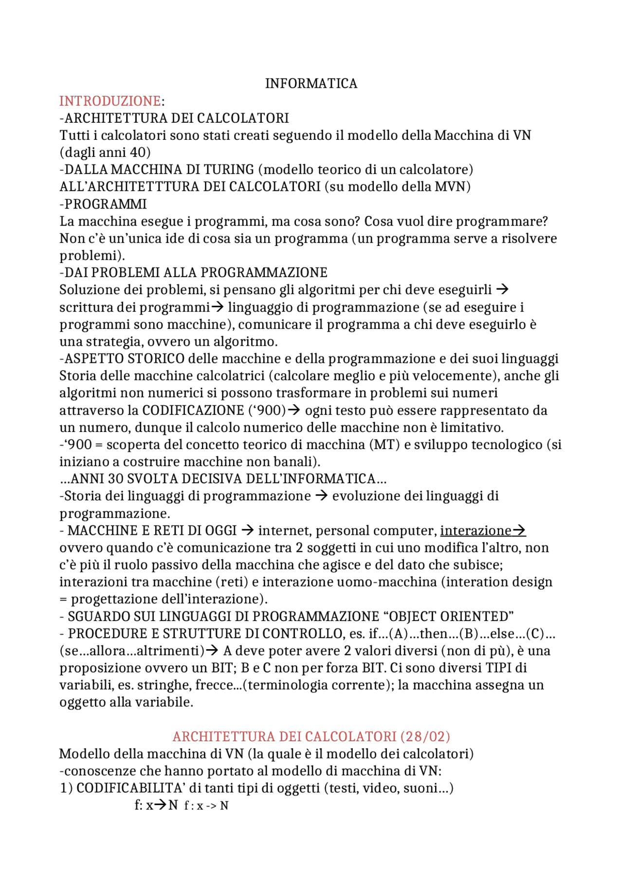 Informatica Da 6 Cfu Docsity
