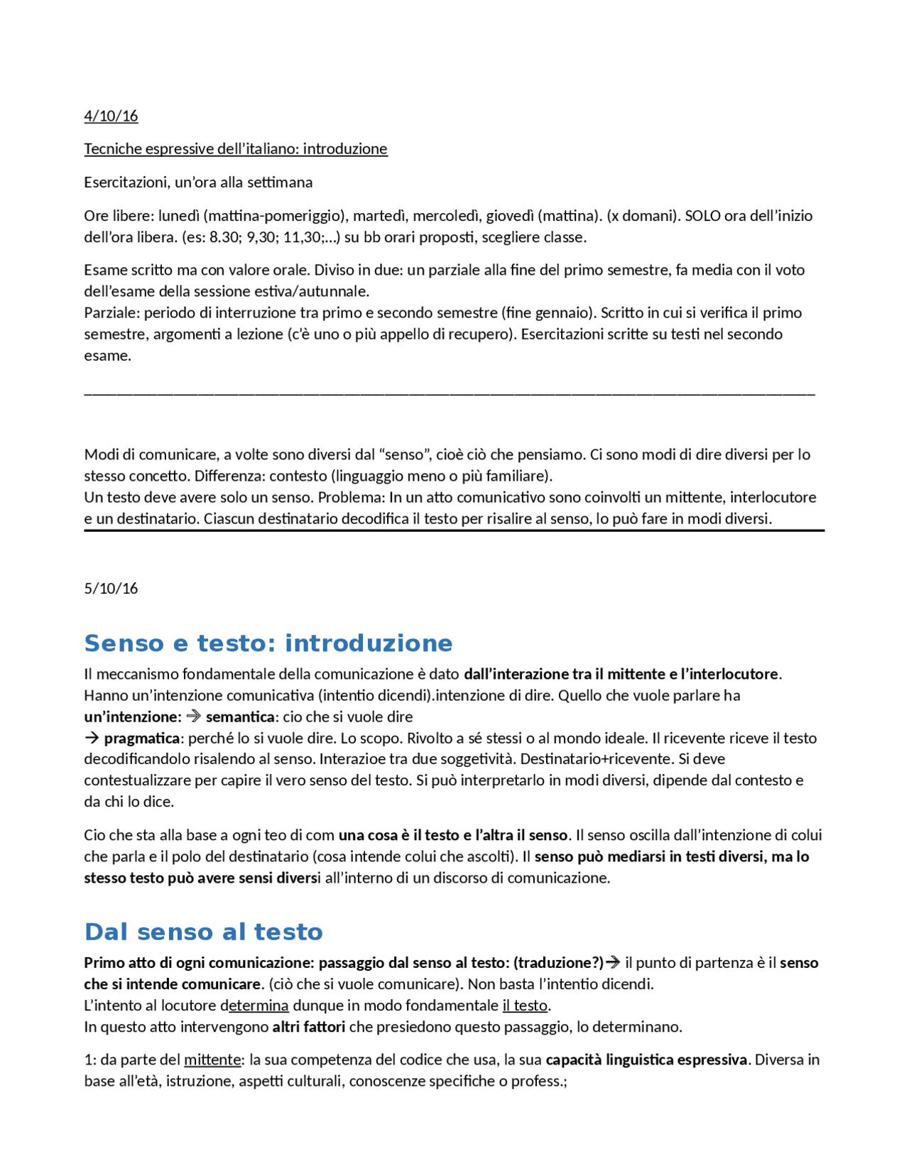 Appunti Di Tecniche Espressive Dellitaliano Docsity