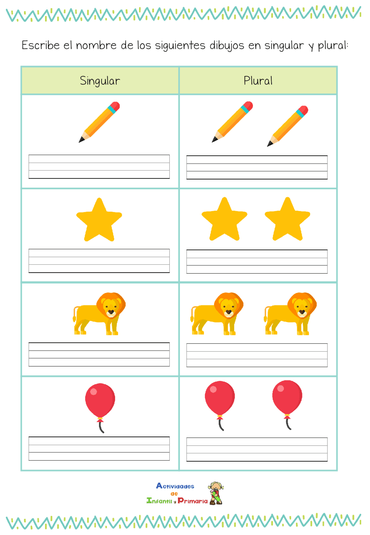 Ejercicios Singular Y Plural 1 Primaria En Ingles - Infoupdate.org