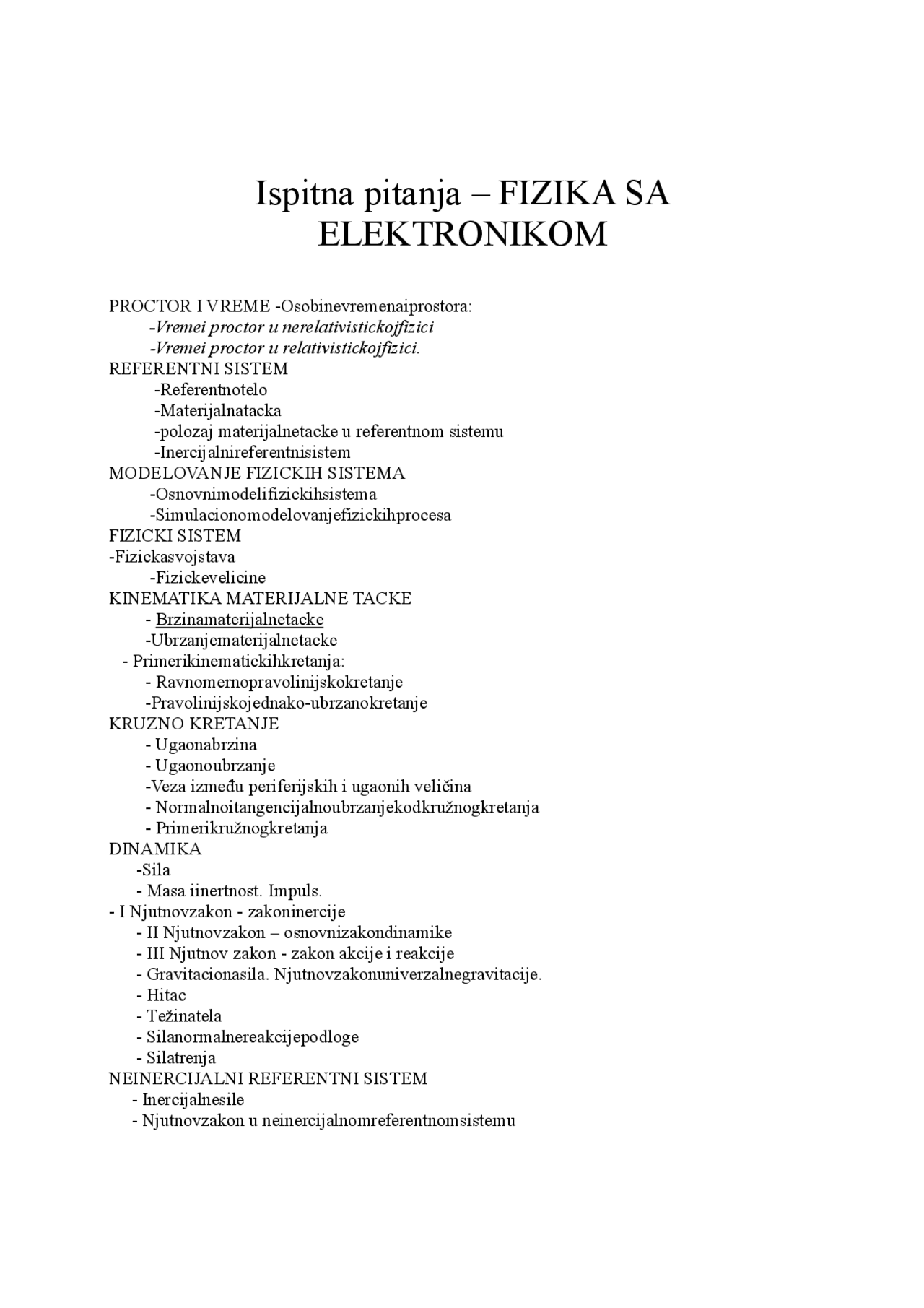 Ispitna Pitanja Fizika Sa Elektronikom Ispiti Predlog Fizika Docsity