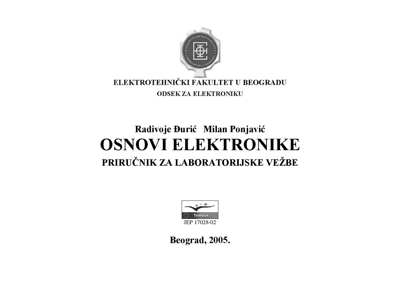 OSNOVI ELEKTRONIKE - PRIRUČNIK ZA LABORATORIJSKE VEŽBE | Slajdovi ...