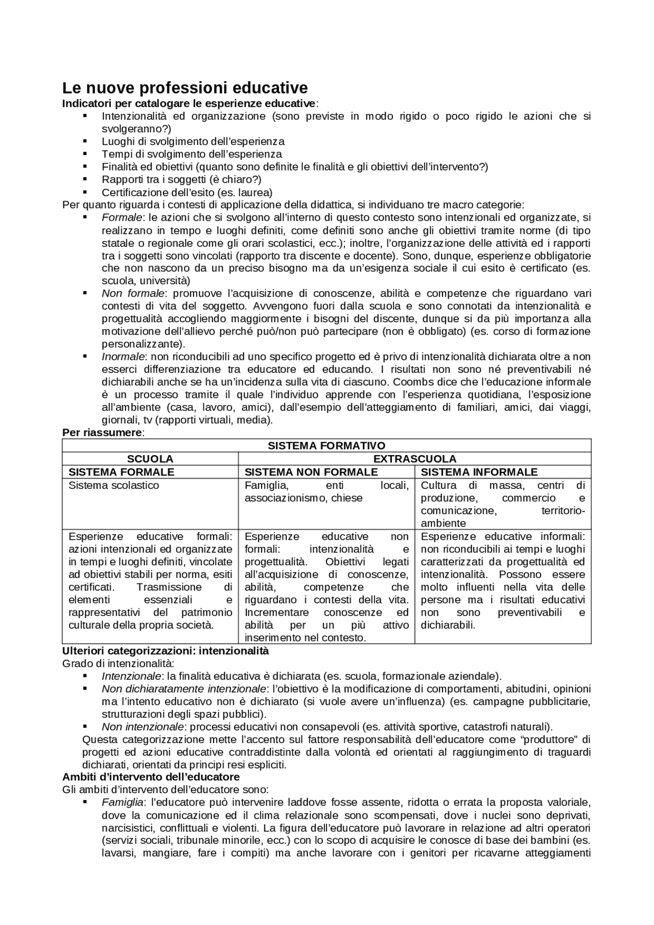 Le Nuove Professioni Educative Docsity