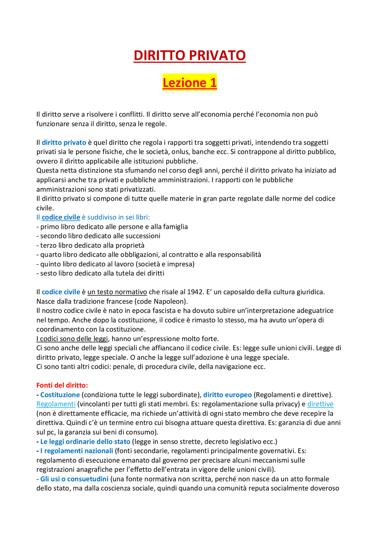 Diritto Privato Appunti Completi Docsity