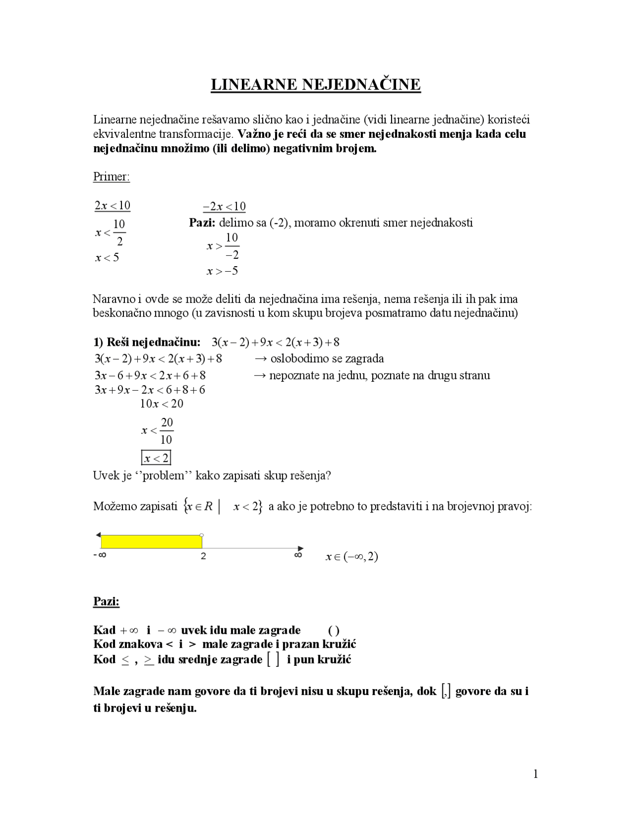 Linearne Nejednacine Skripte Predlog Matematica Docsity