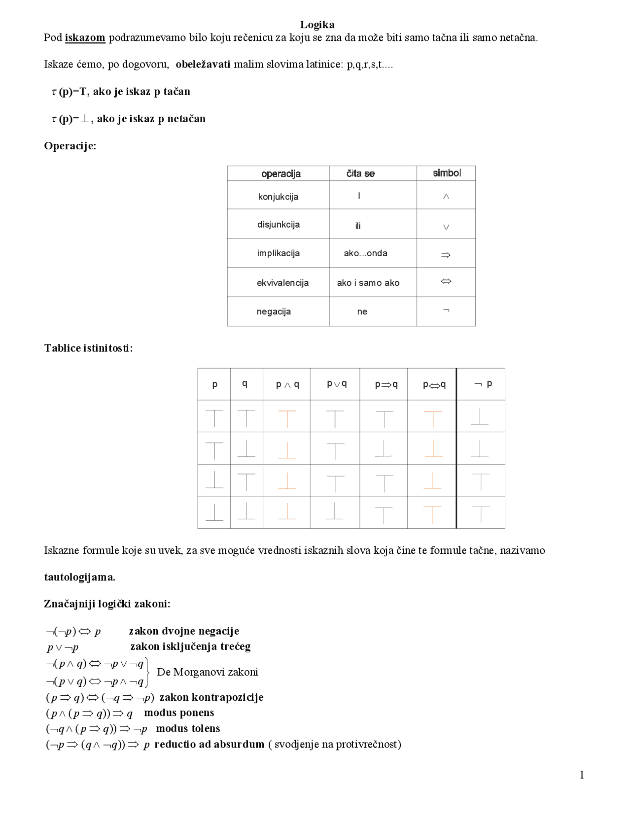 Logika I Skupovi Formule Skripte Predlog Matematica Docsity