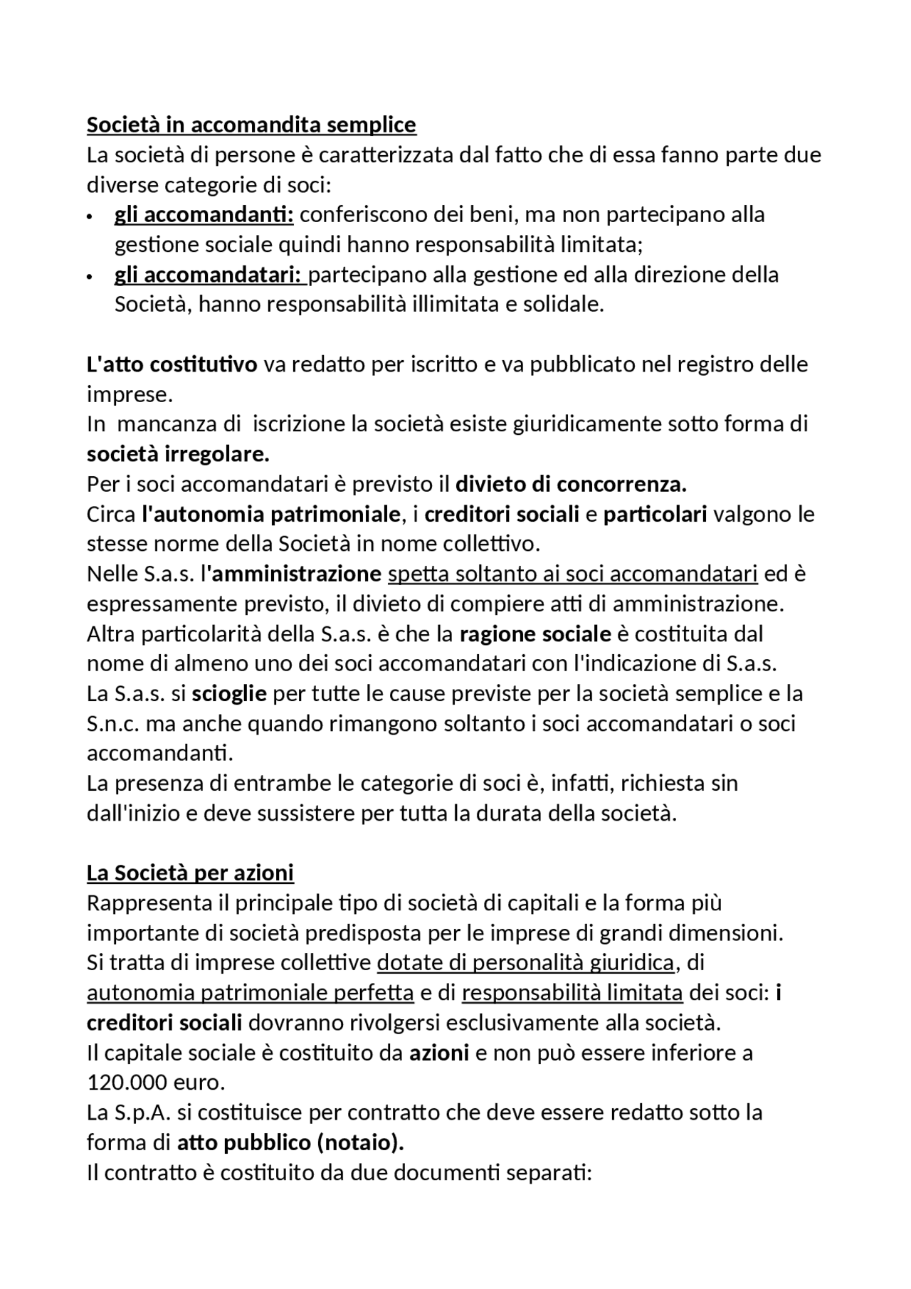 Società In Accomandita Semplice Ecc Docsity