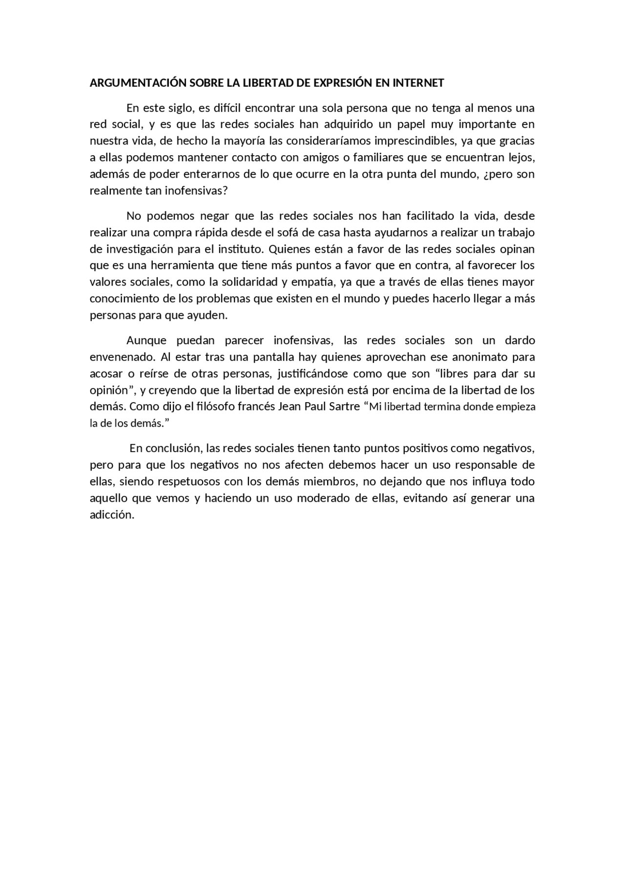 Argumentaciones Evau Docsity