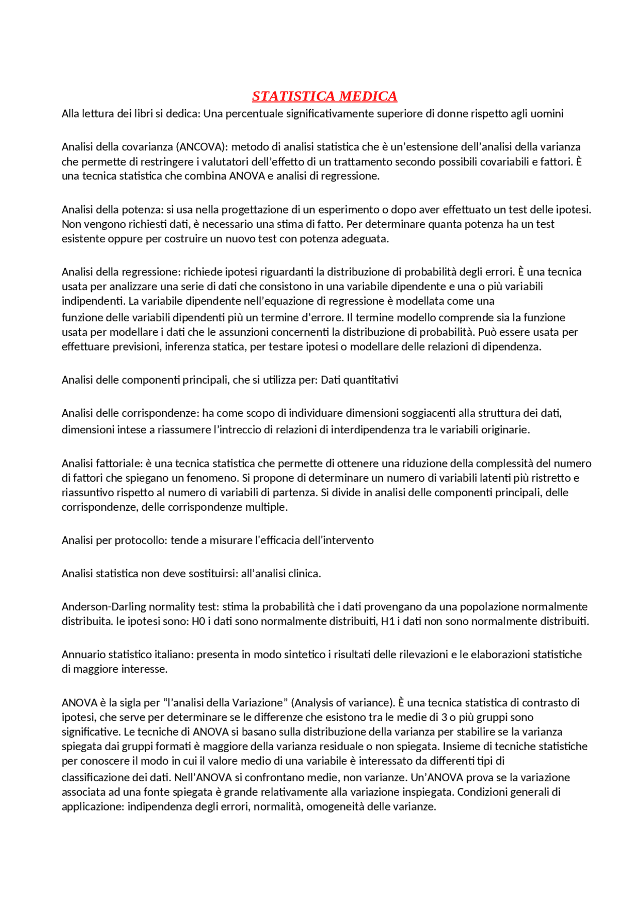 Statistica Medica Agg A Gennaio Lm 47 Pegaso Docsity