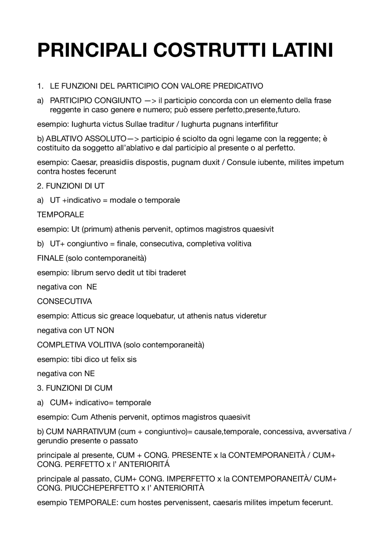 Costrutti latini principali - Docsity