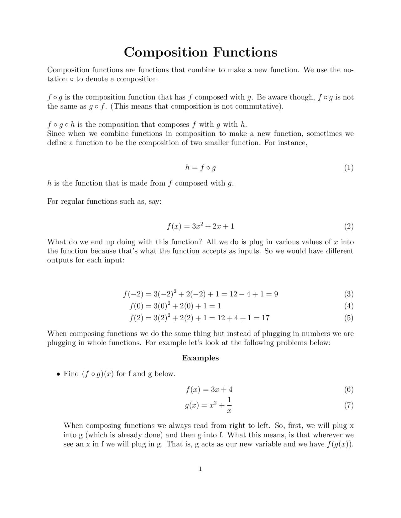 Compositions of 2,3 Functions - Docsity