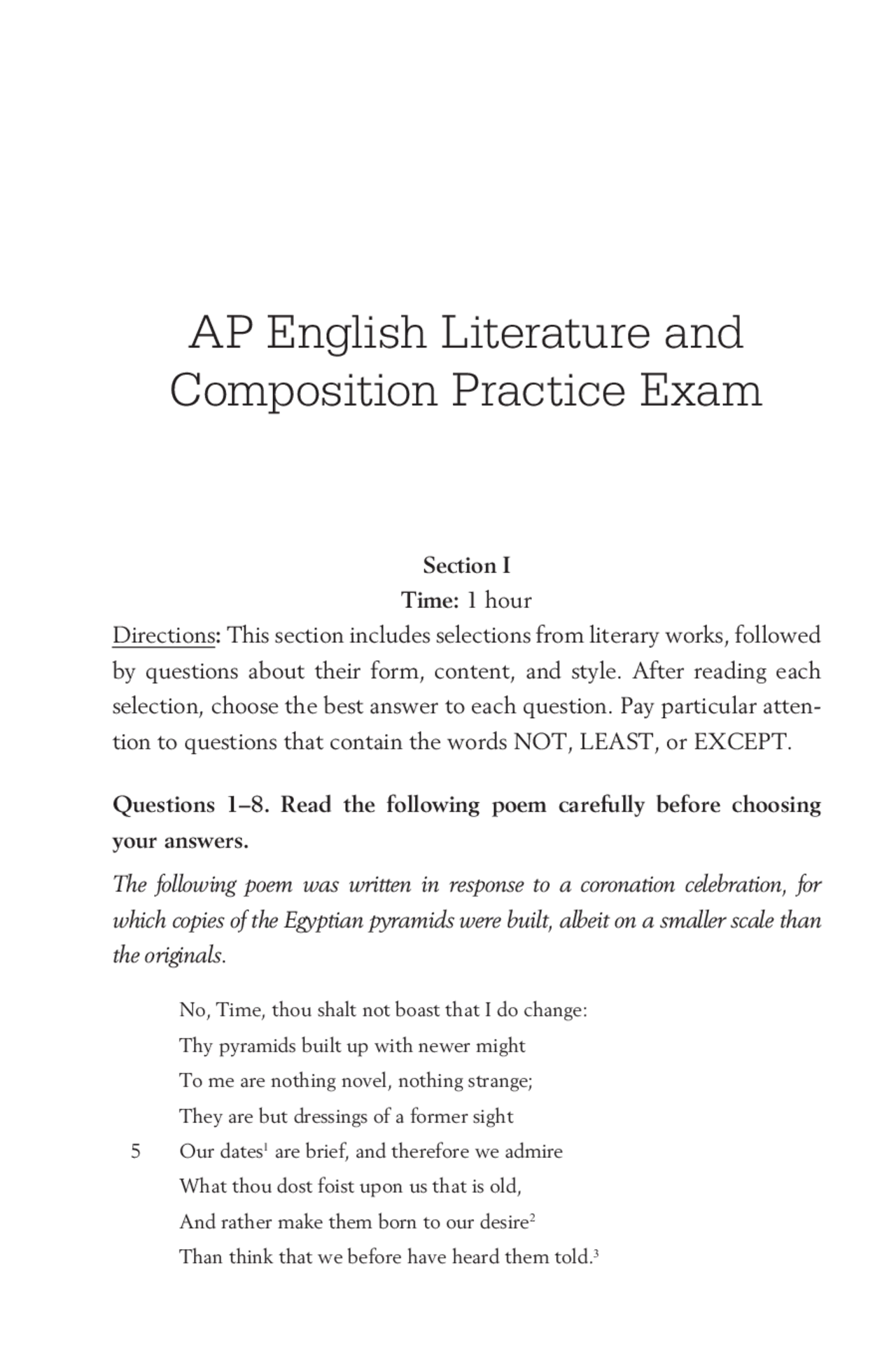 AP English Literature And Composition Practice Exam Docsity AP English Literature And Composition Practice Exam Docsity