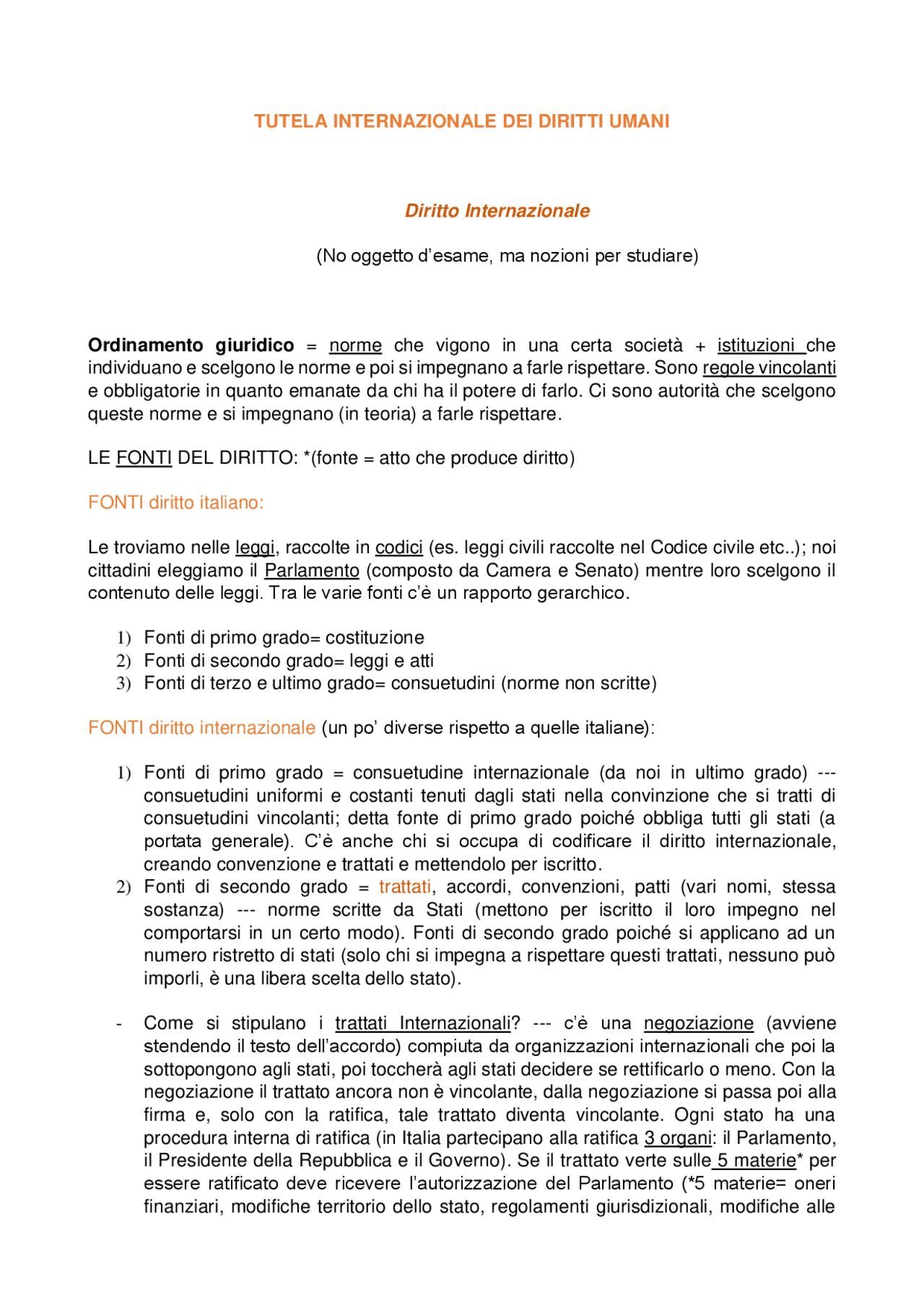 Appunti Tutela Internaz Diritti Umani Spatti Docsity