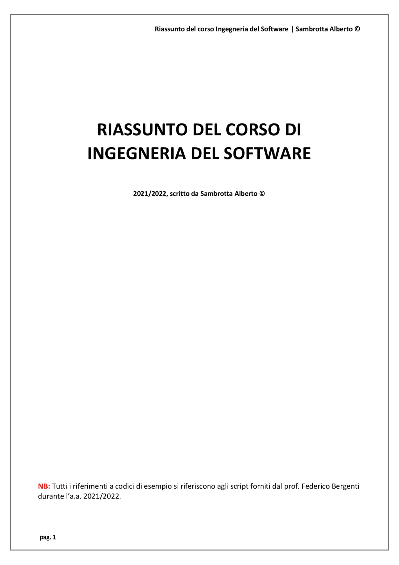 Riassunto Del Corso Di Ingegneria Del Software Docsity