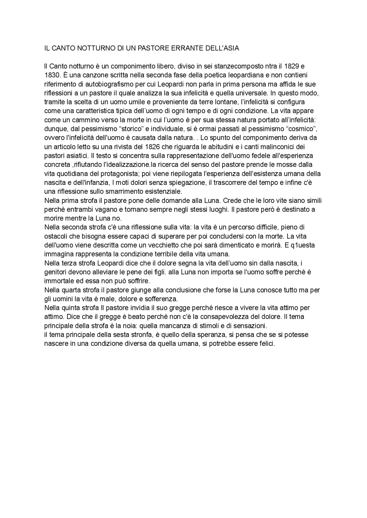 Il canto notturno di un pastore errante dell’asia - Docsity