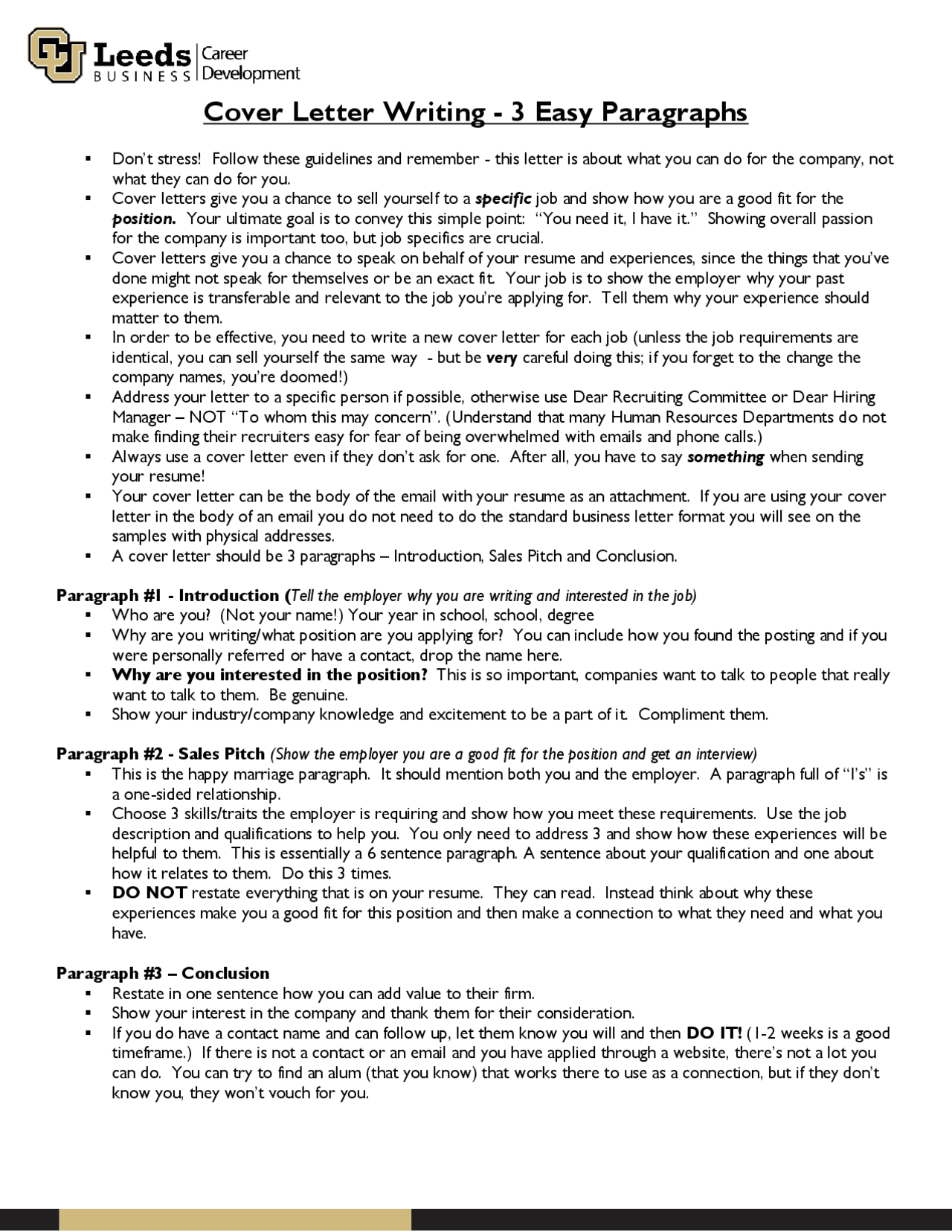 Cover Letter Writing - 3 Easy Paragraphs - Docsity