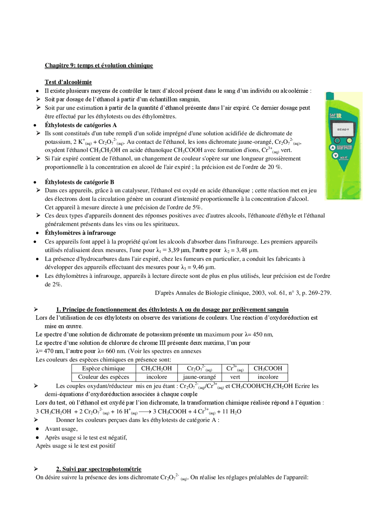 Chapitre 9 Temps Et évolution Chimique Docsity
