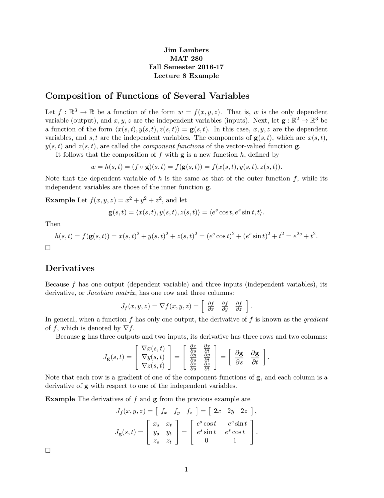 Composition Of Functions Of Several Variables Docsity Composition Of Functions Of Several Variables Docsity