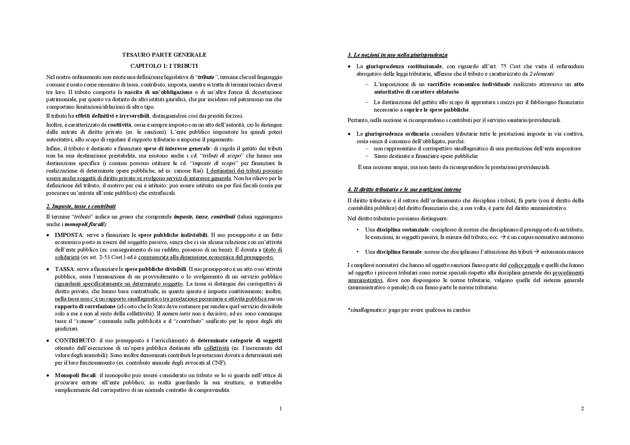 Diritto Tributario Parte Generale Docsity