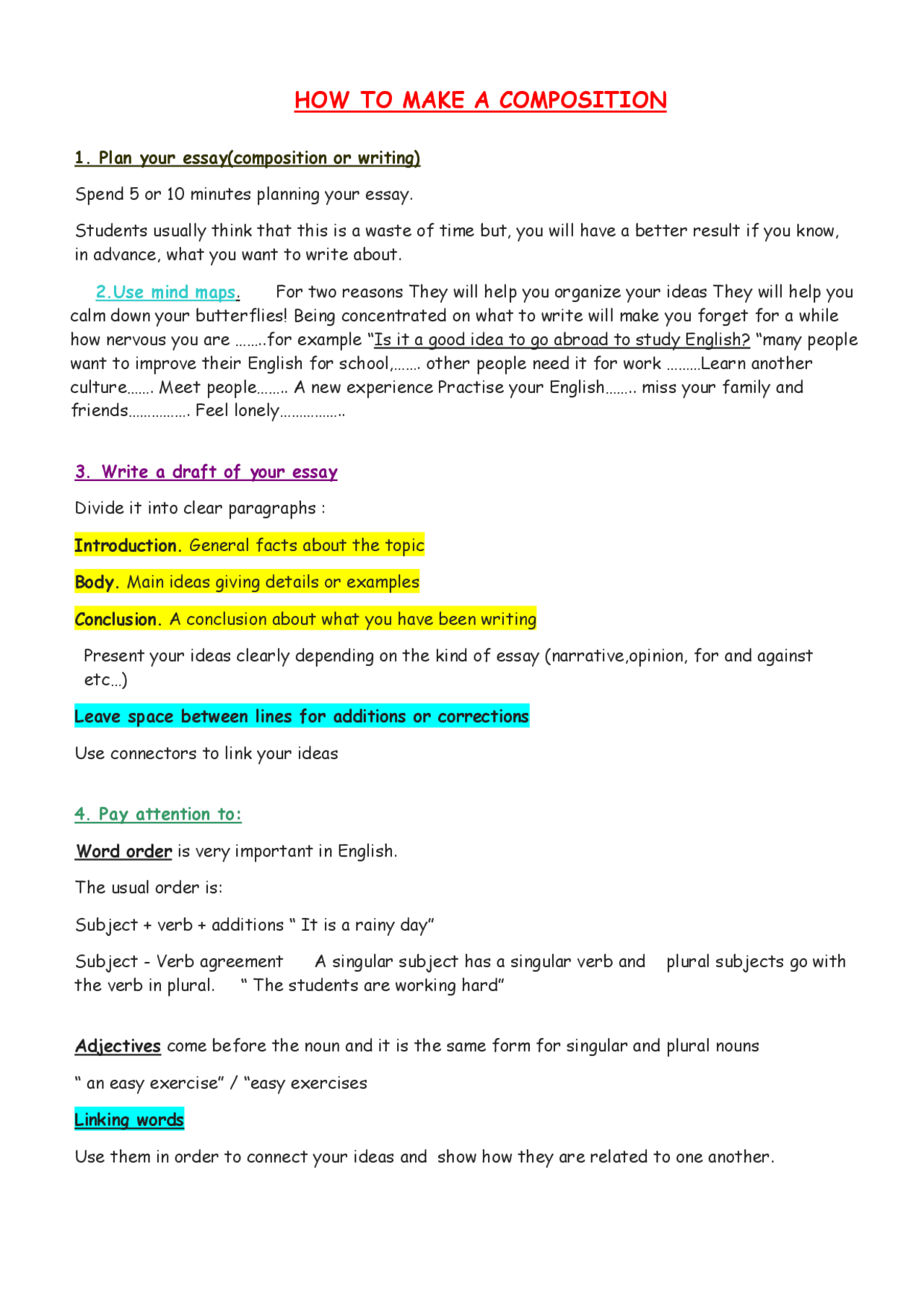 How to Make a Composition Plan - Docsity