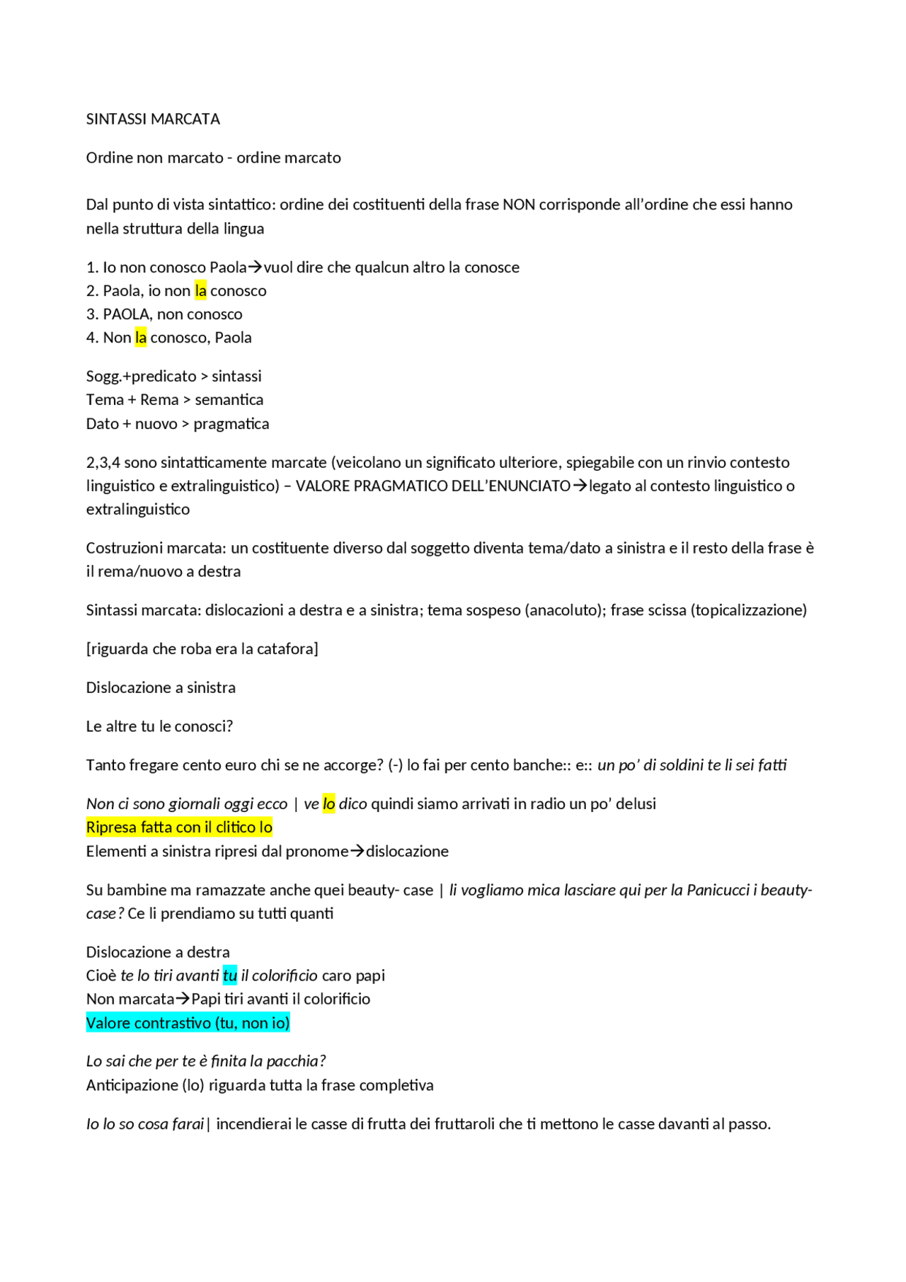Appunti sulla sintassi marcata - Docsity