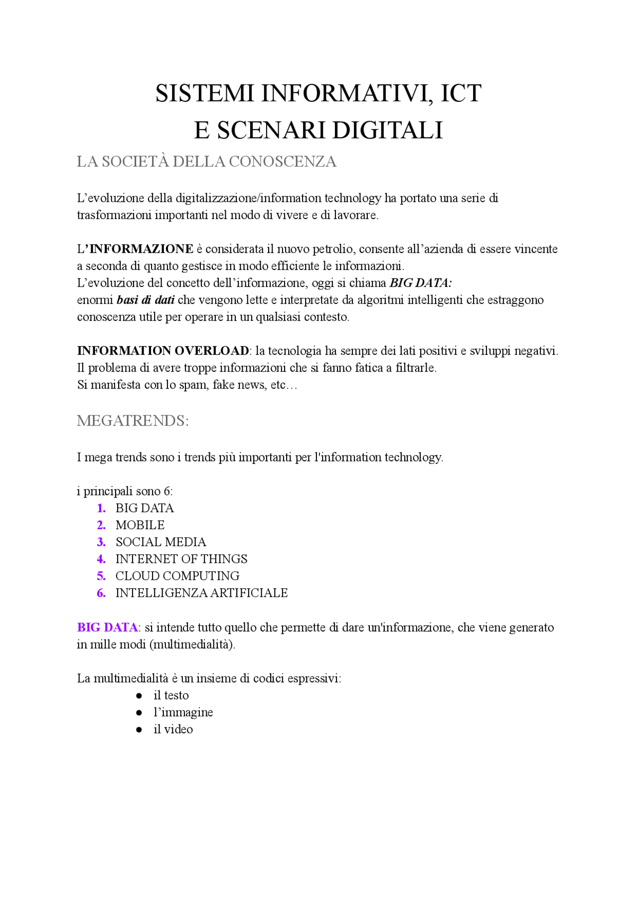 Sistemi Informativi Ict E Scenari Digitali Docsity