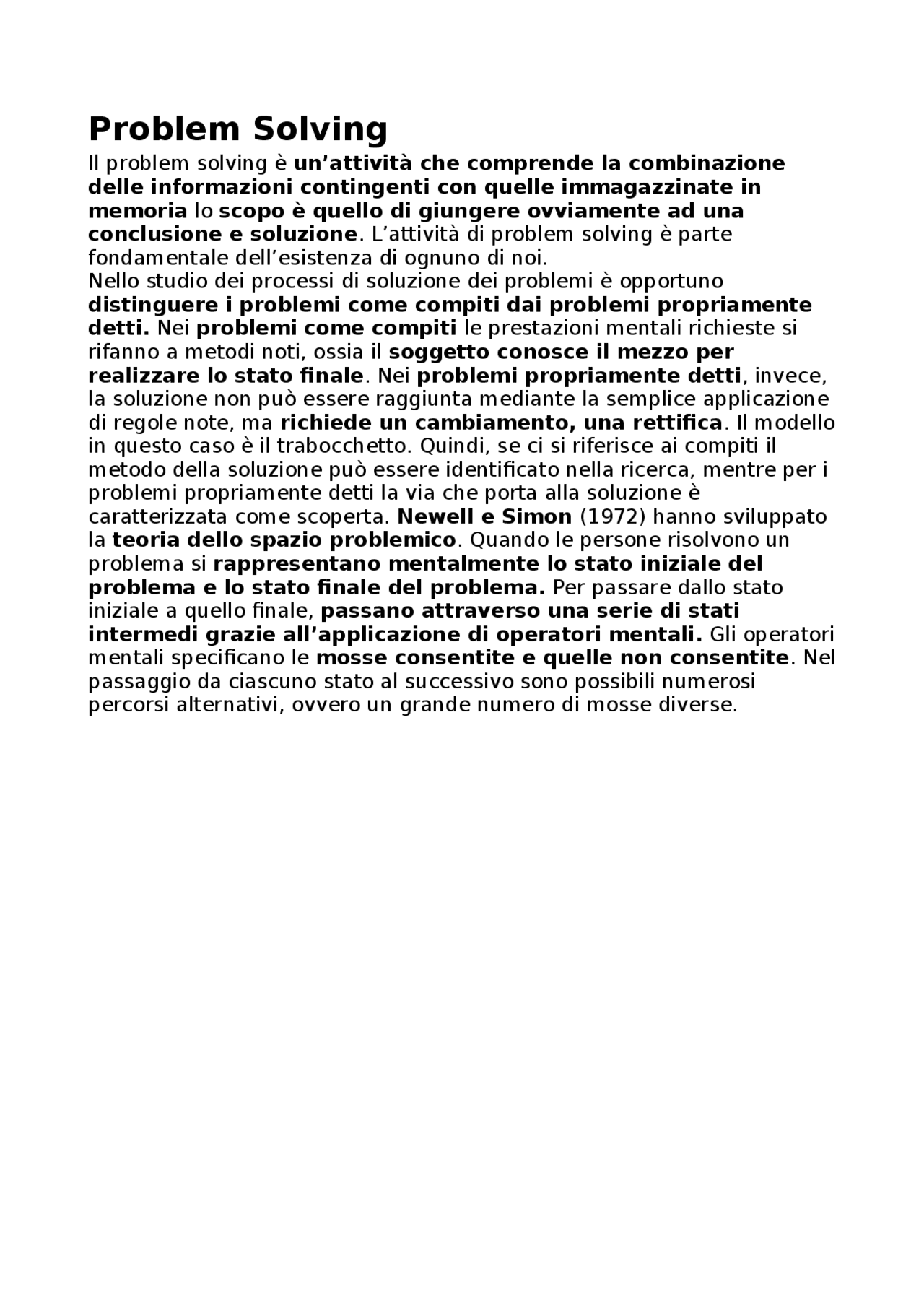 Che cos’è il Problem Solving - Docsity