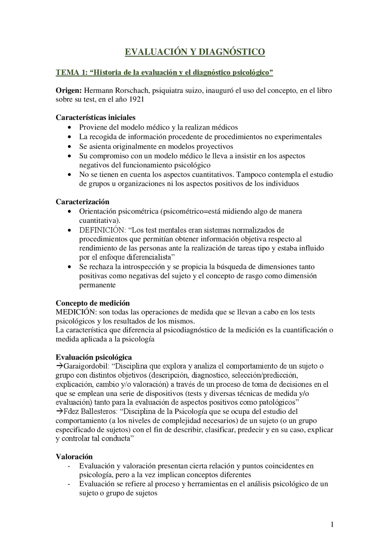 Apuntes De Evaluación Y Diagnostico Apuntes De Diagnóstico Docsity