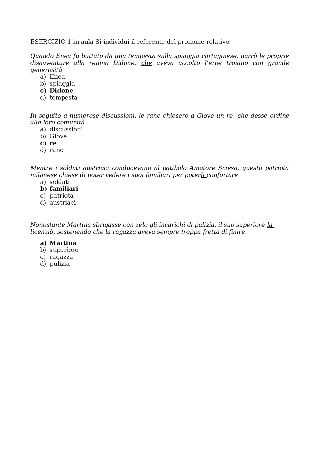 Esercizi Di Grammatica Docsity