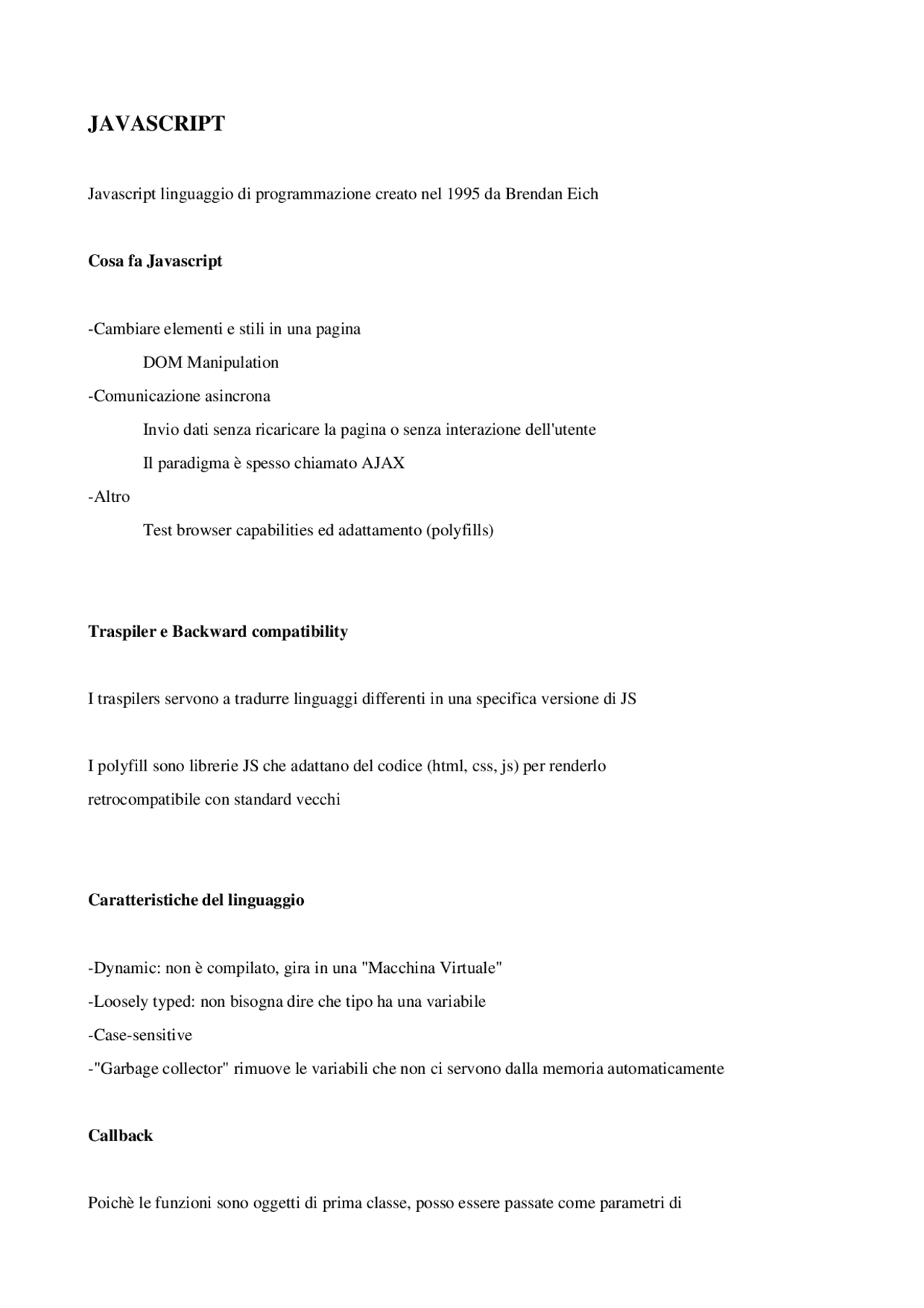 JavaScript: teoria di base - Docsity