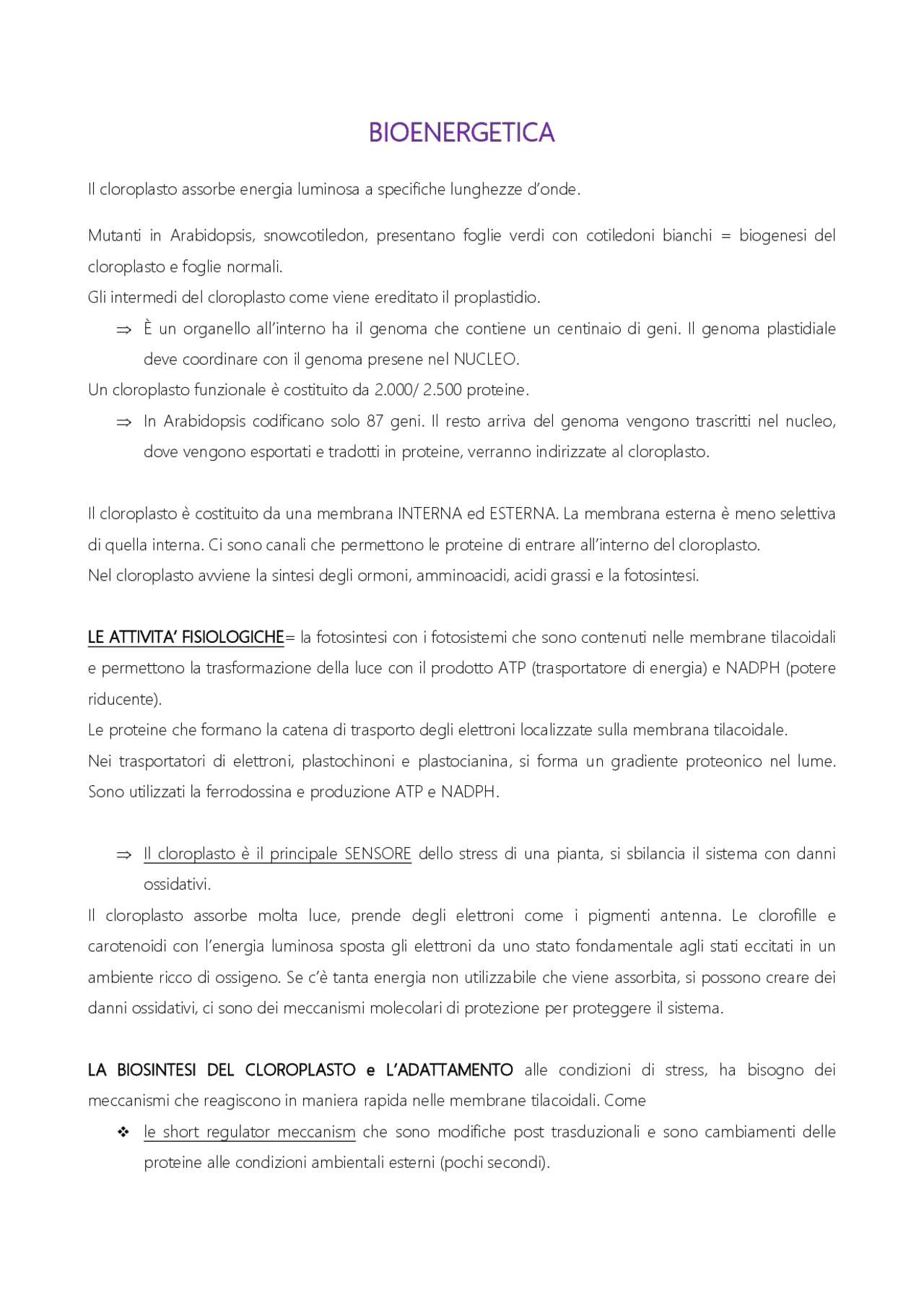 Bioenergetica Bioevo Docsity
