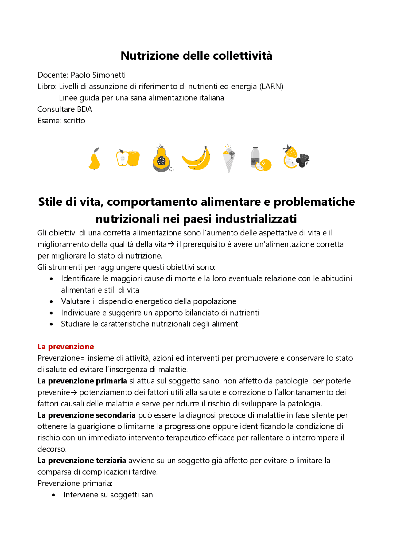 Nutrizione delle collettività- Paolo Simonetti - Docsity