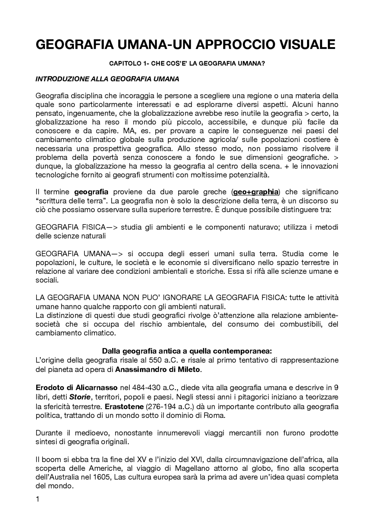 Geografia Umana Un Approccio Visuale Docsity