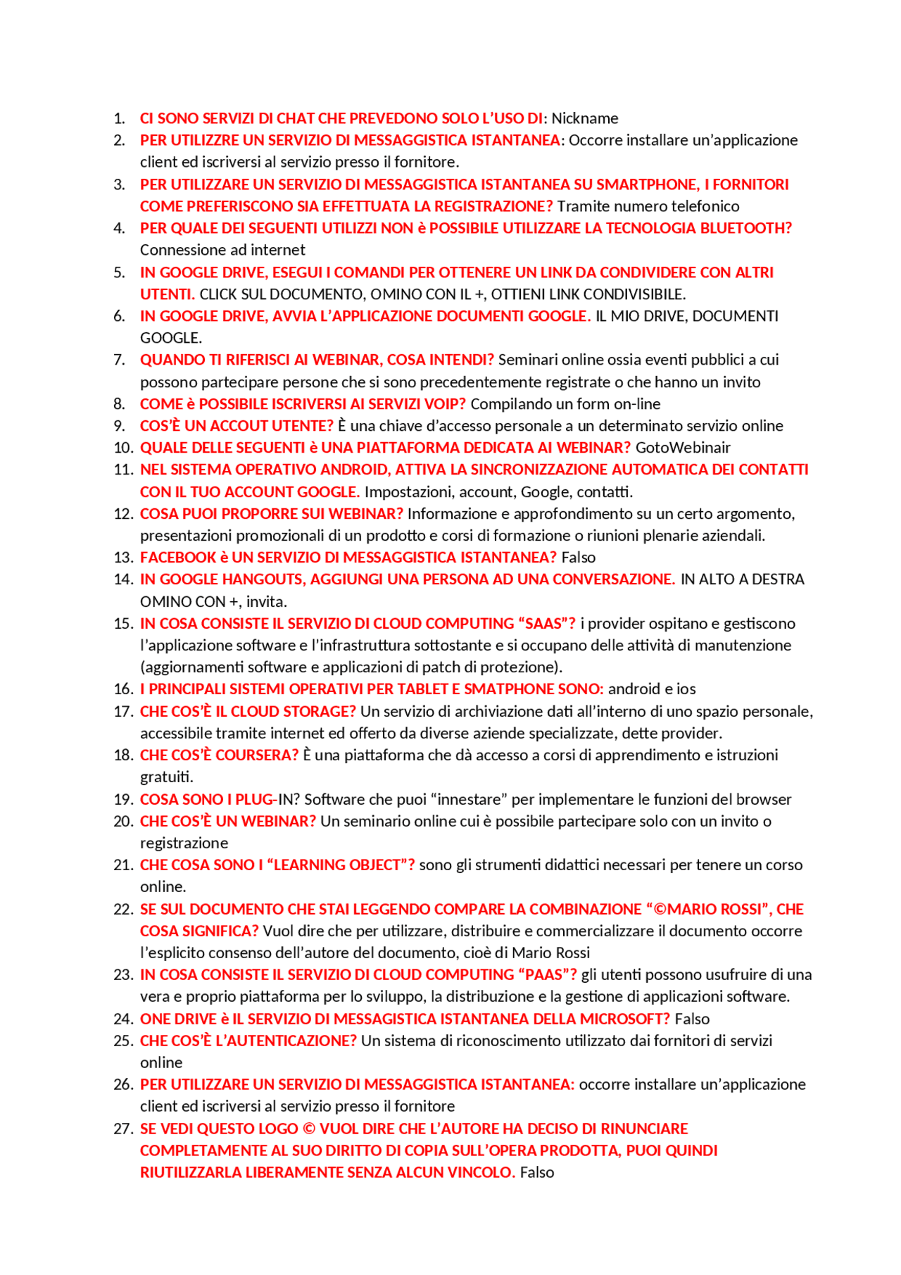 DOMANDE FREQUENT EIPASS MODULO 3 + RISPOSTE - Docsity