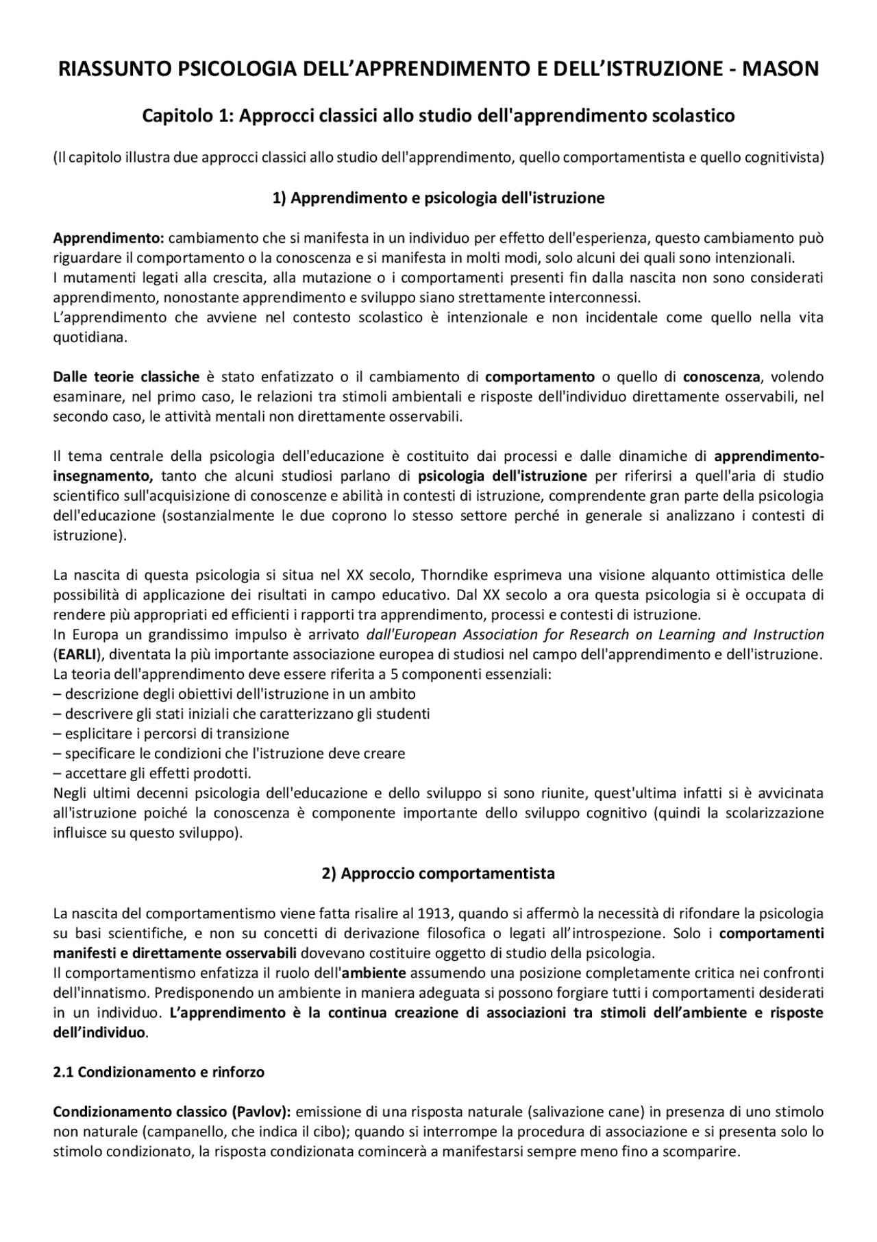 Libro Mason prof rossi - Docsity