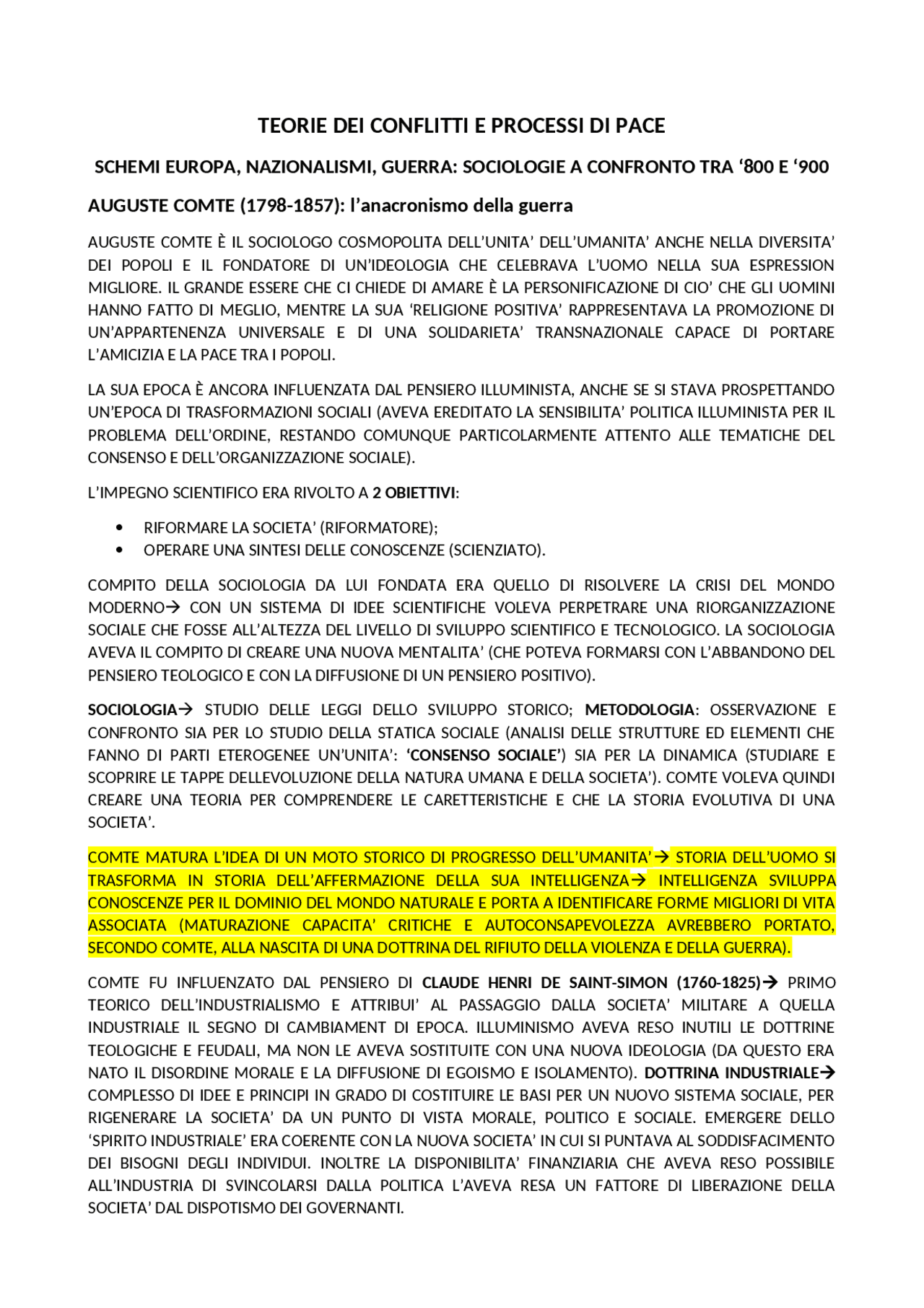 Teoria Dei Conflitti E Processi Di Pace Docsity