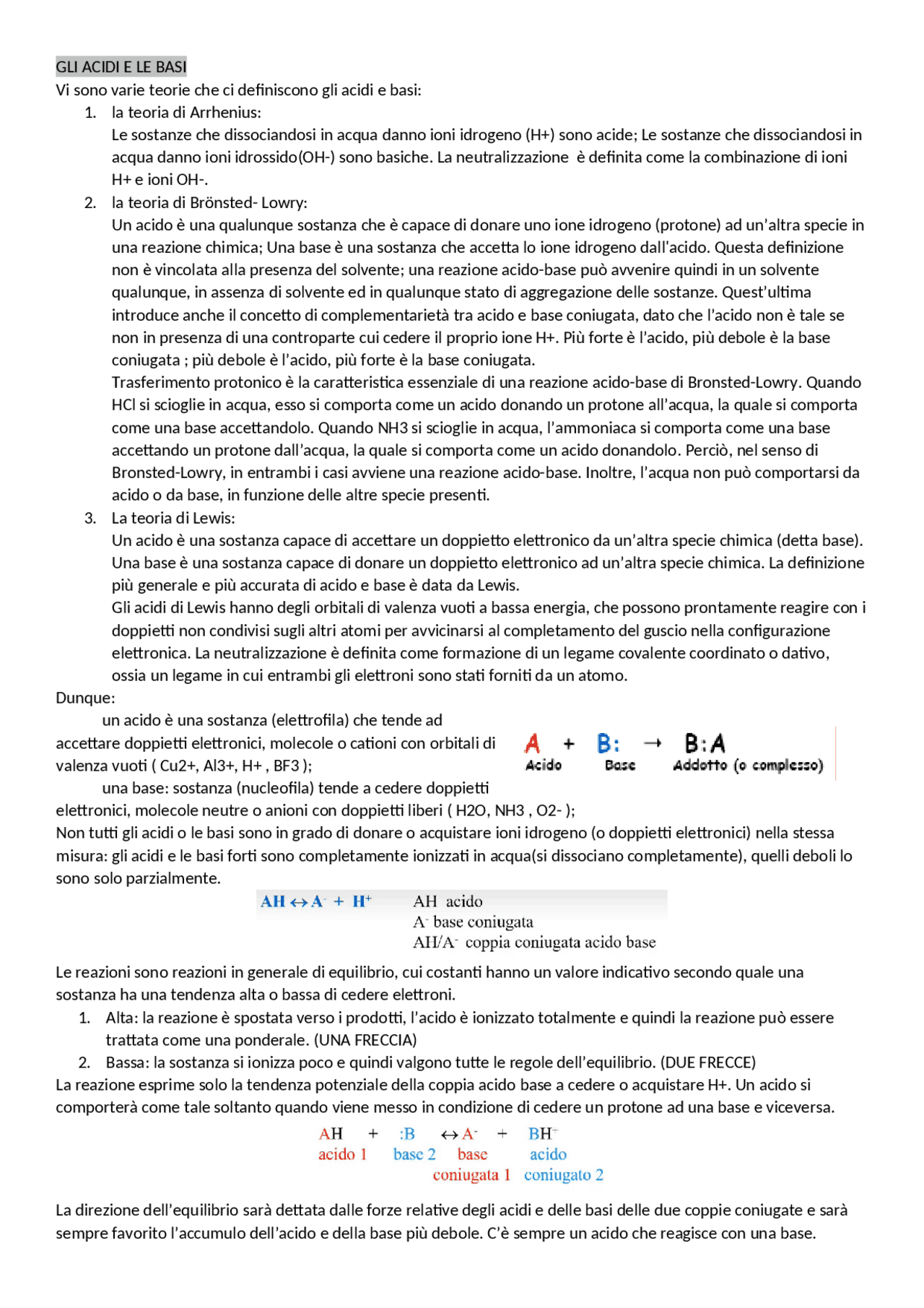 Acidi E Basi Teoria E Esercizi Docsity