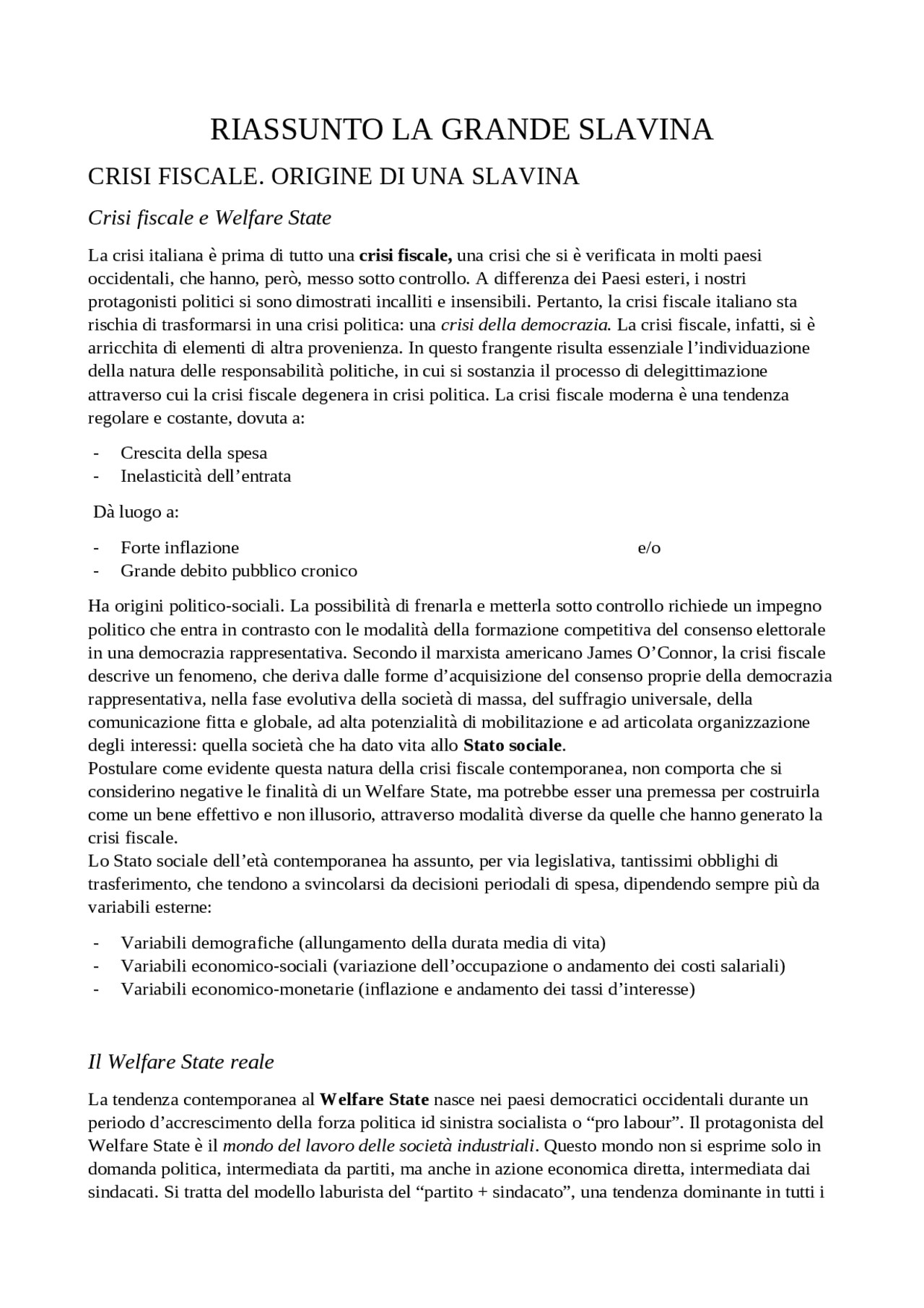 Riassunto La Grande Slavina Docsity