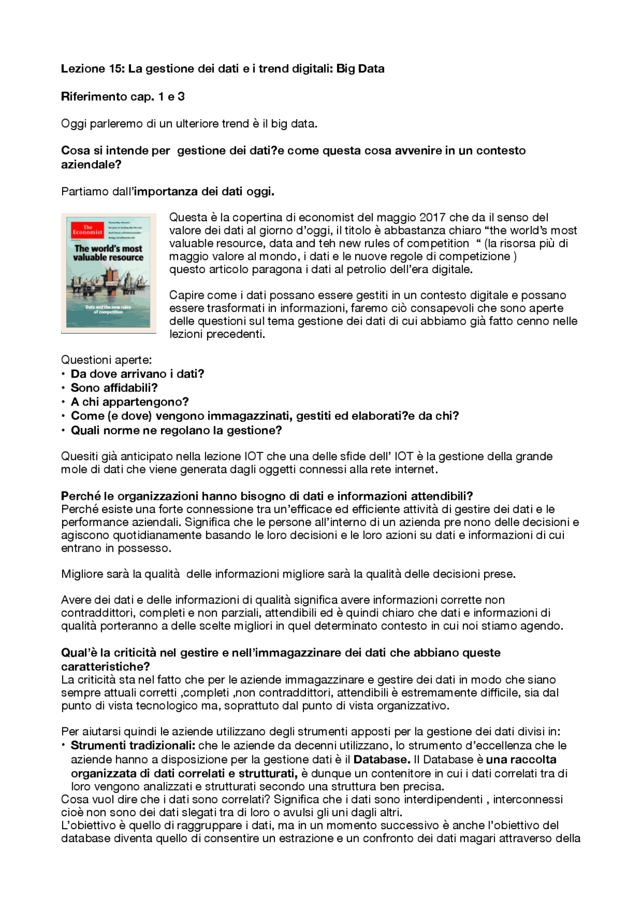 Appunti Lezione 15 Sistemi Informativi Anno 2020 2021 Docsity