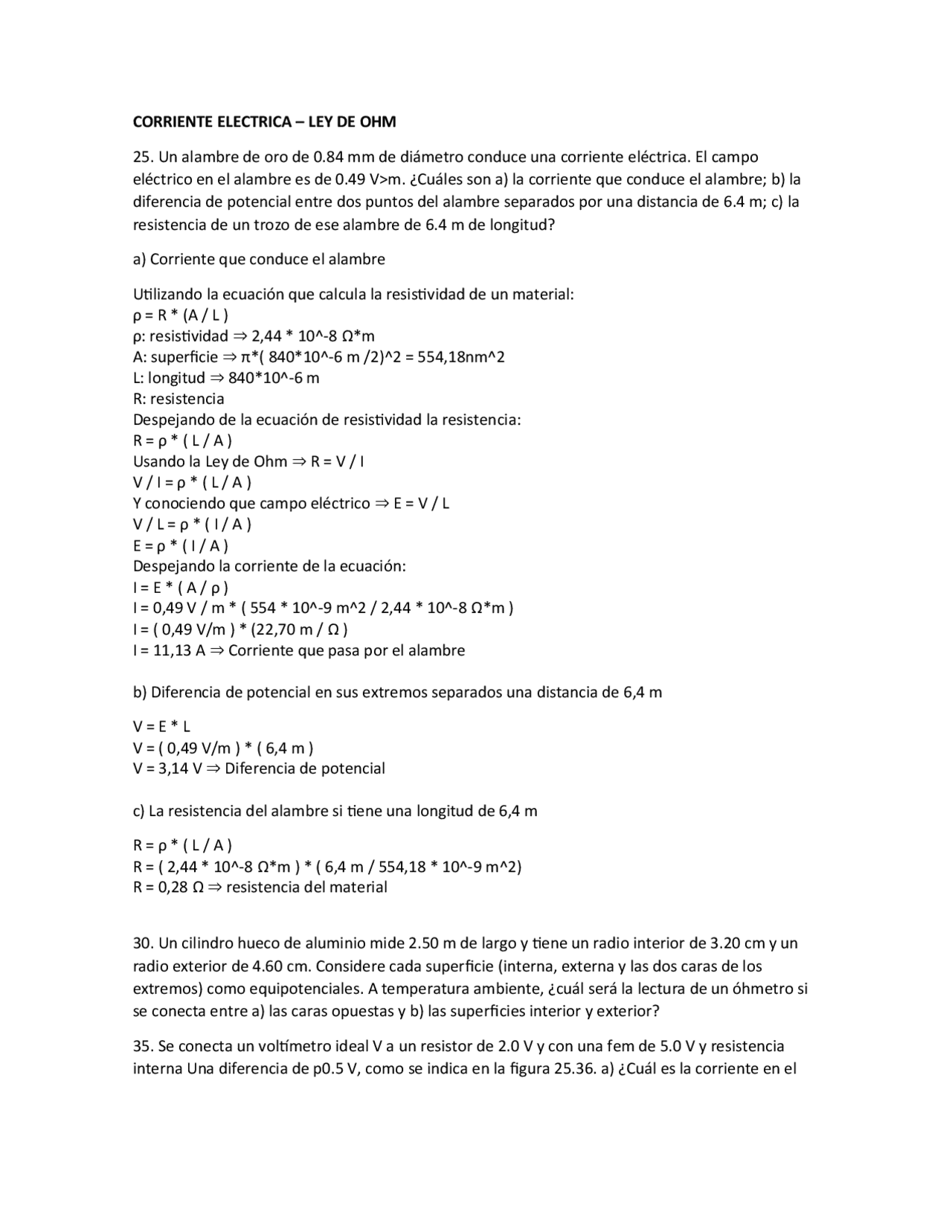 Resumen De Ejercicios Resúmenes De Física Docsity