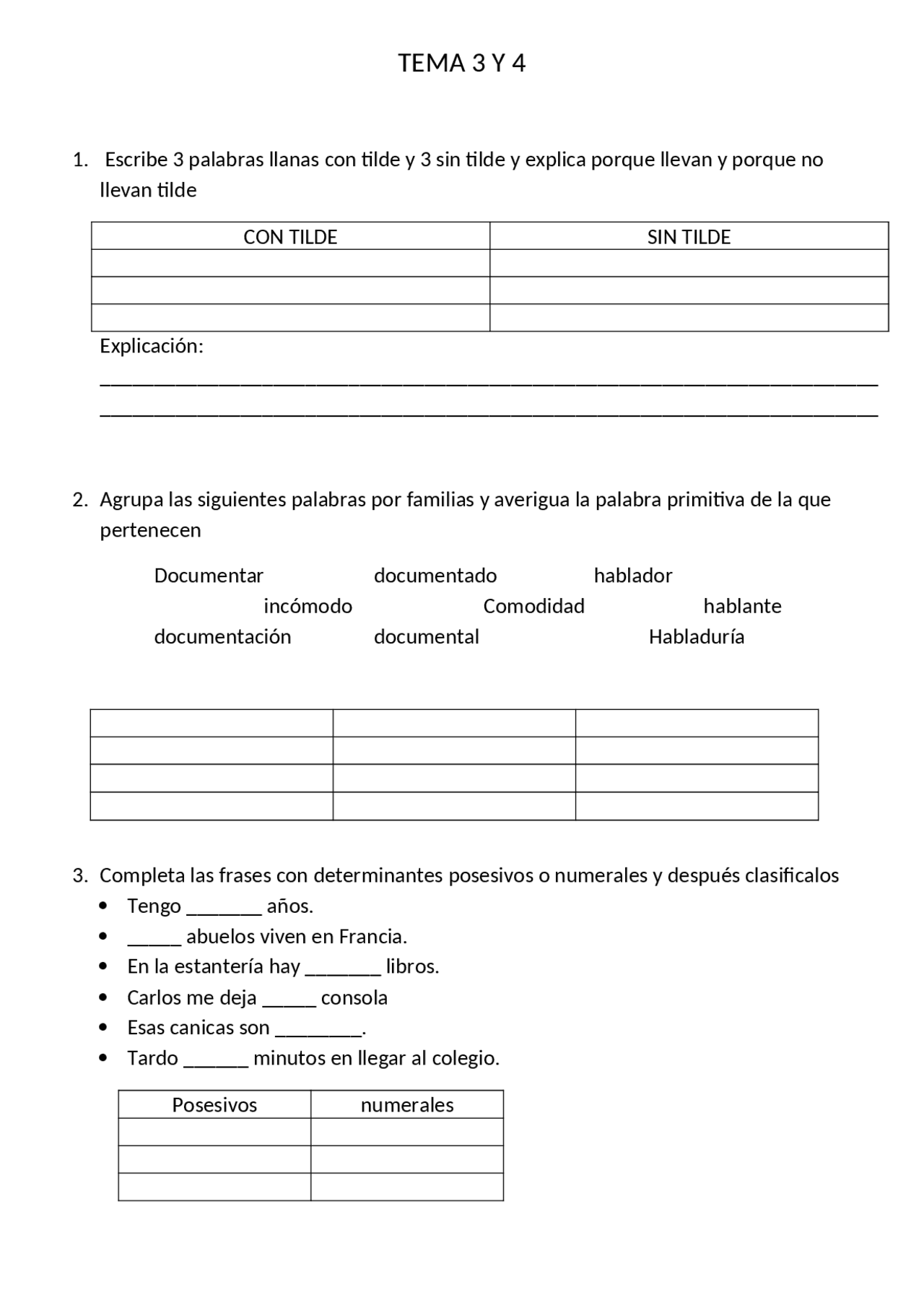 4º primaria lengua sm tema 3 y 4 - Docsity