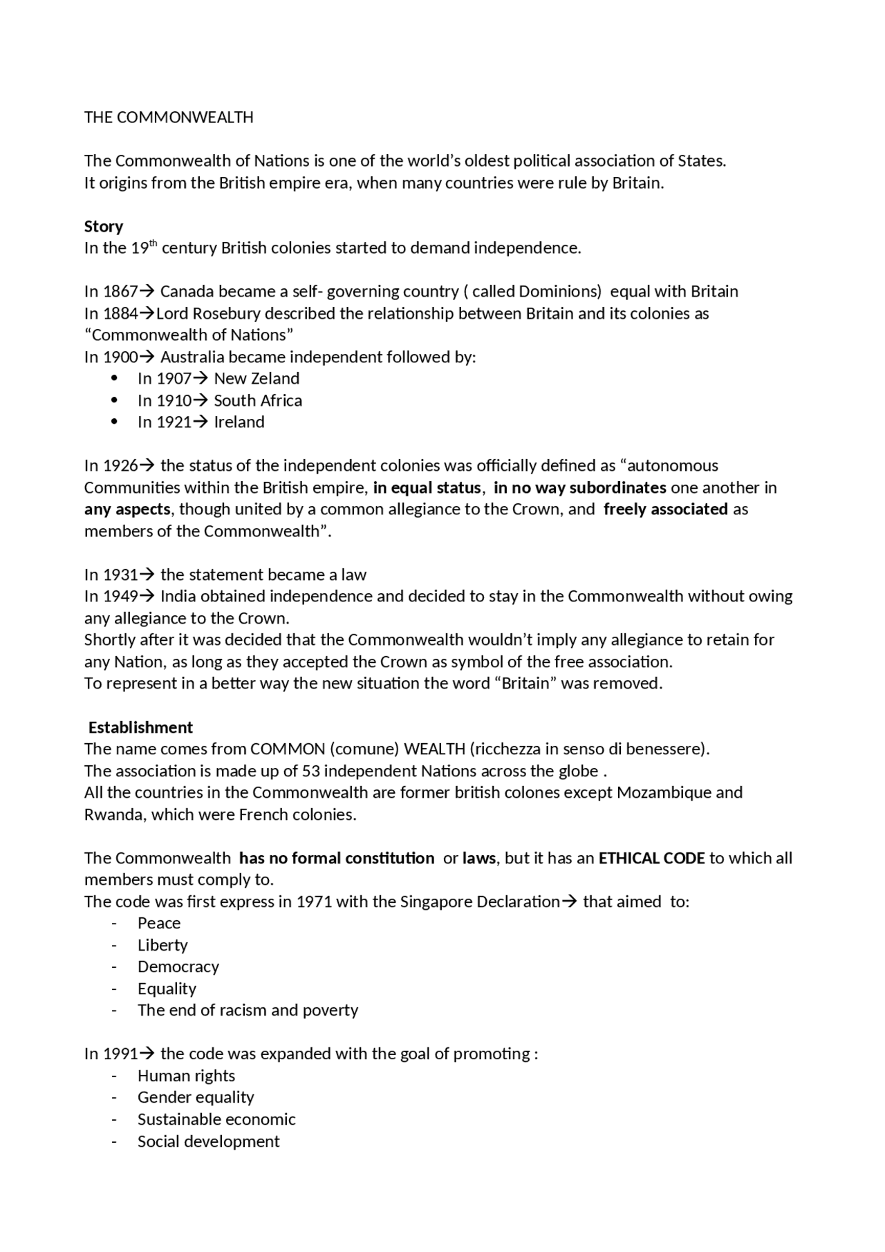 The commonwealth (English) - Docsity