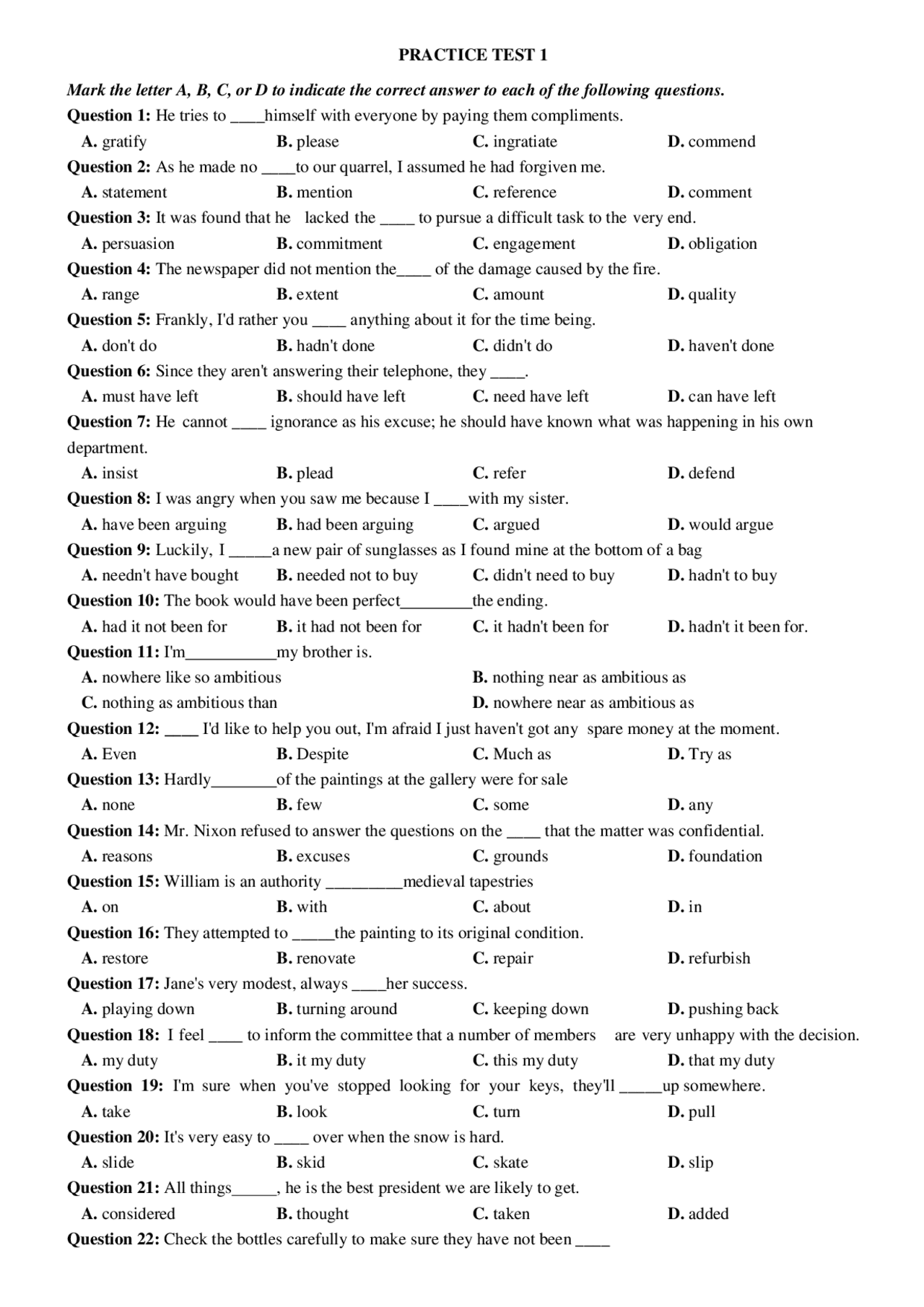 English Practice Test - Docsity