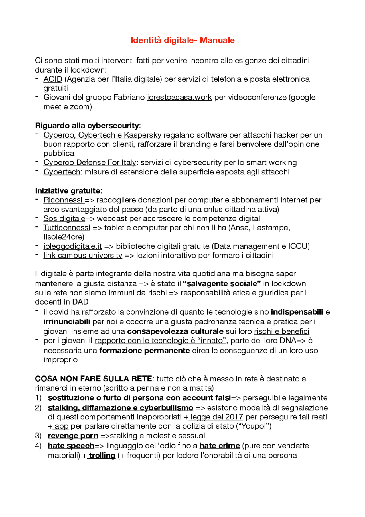 Identità Digitale E Cybersecurity Docsity