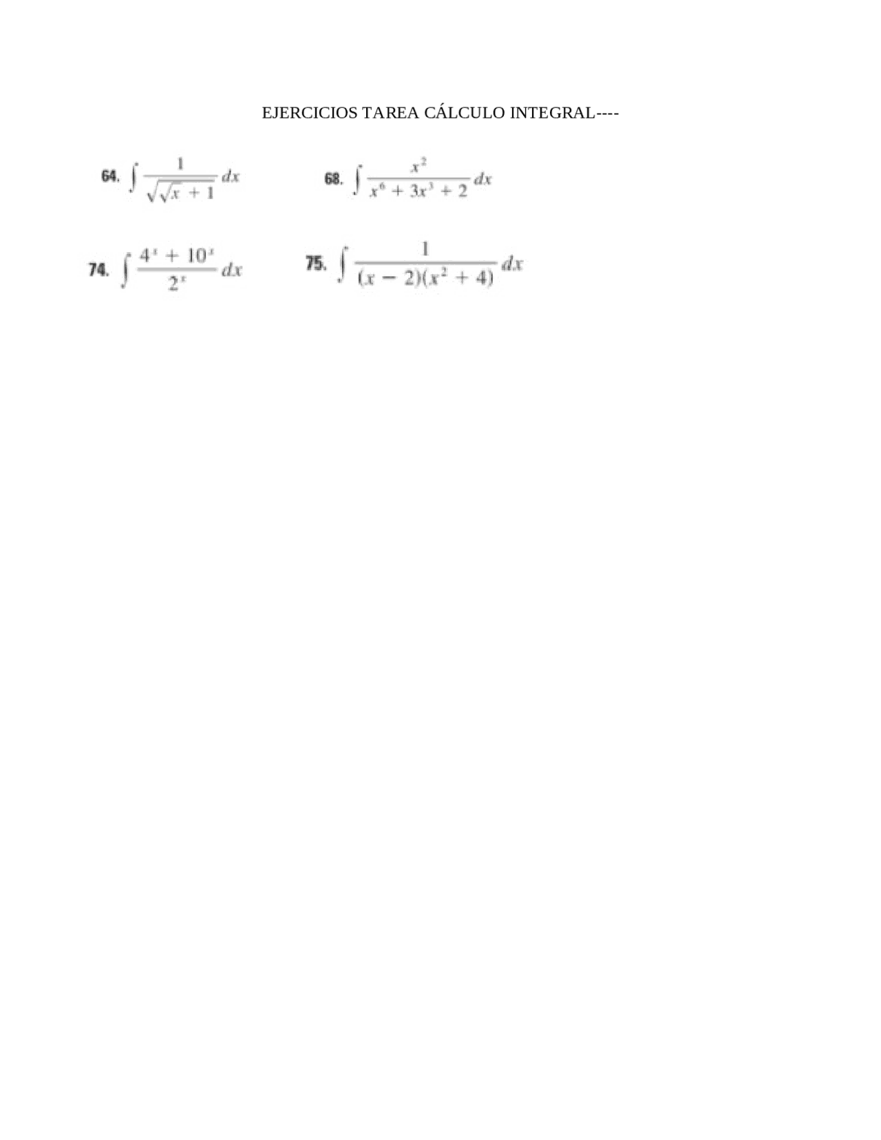 Ejercicios Calculo Integral Docsity