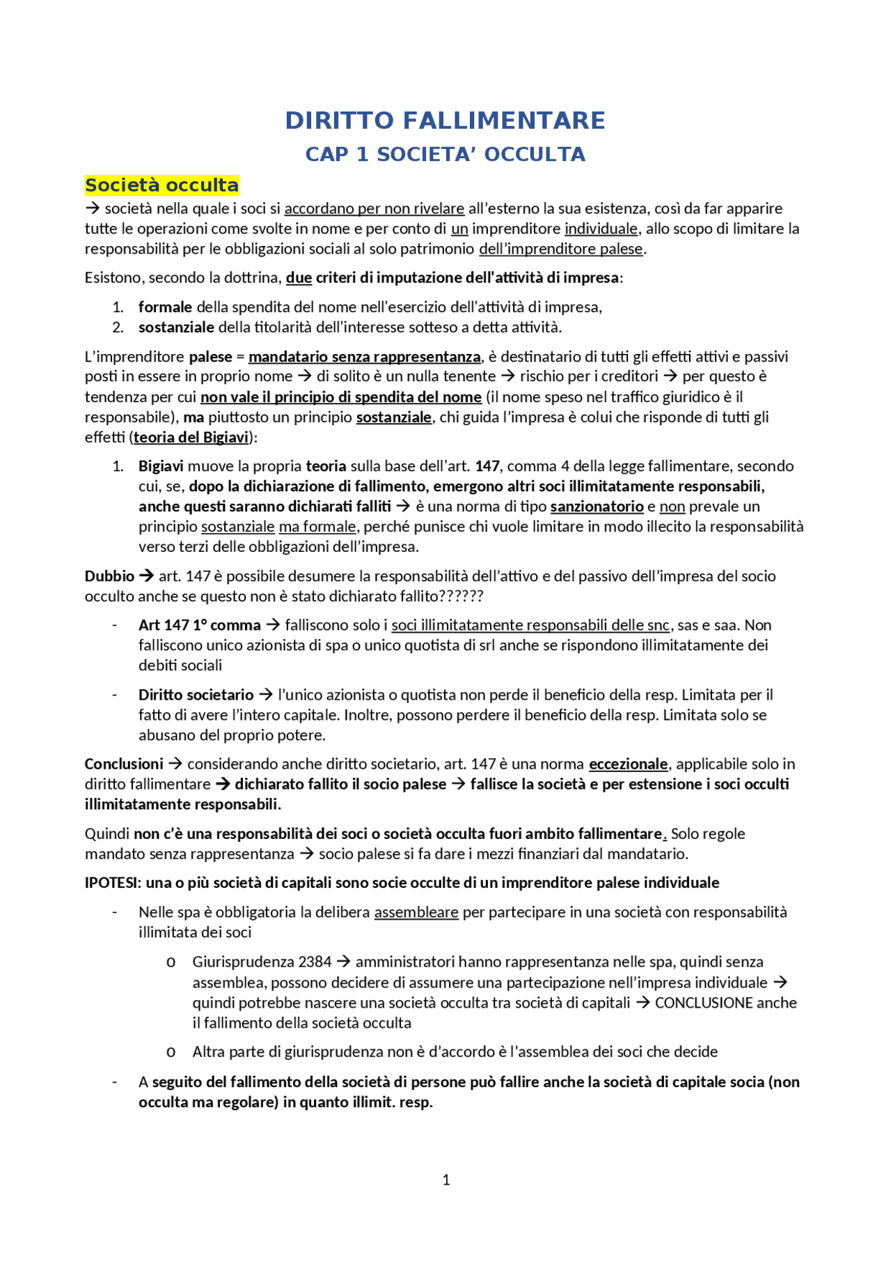 Diritto Fallimentare Docsity