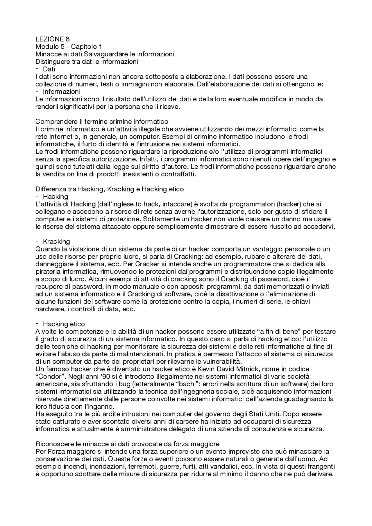 Modulo 5 Di Informatica Generale Aa 2021 2022 Docsity
