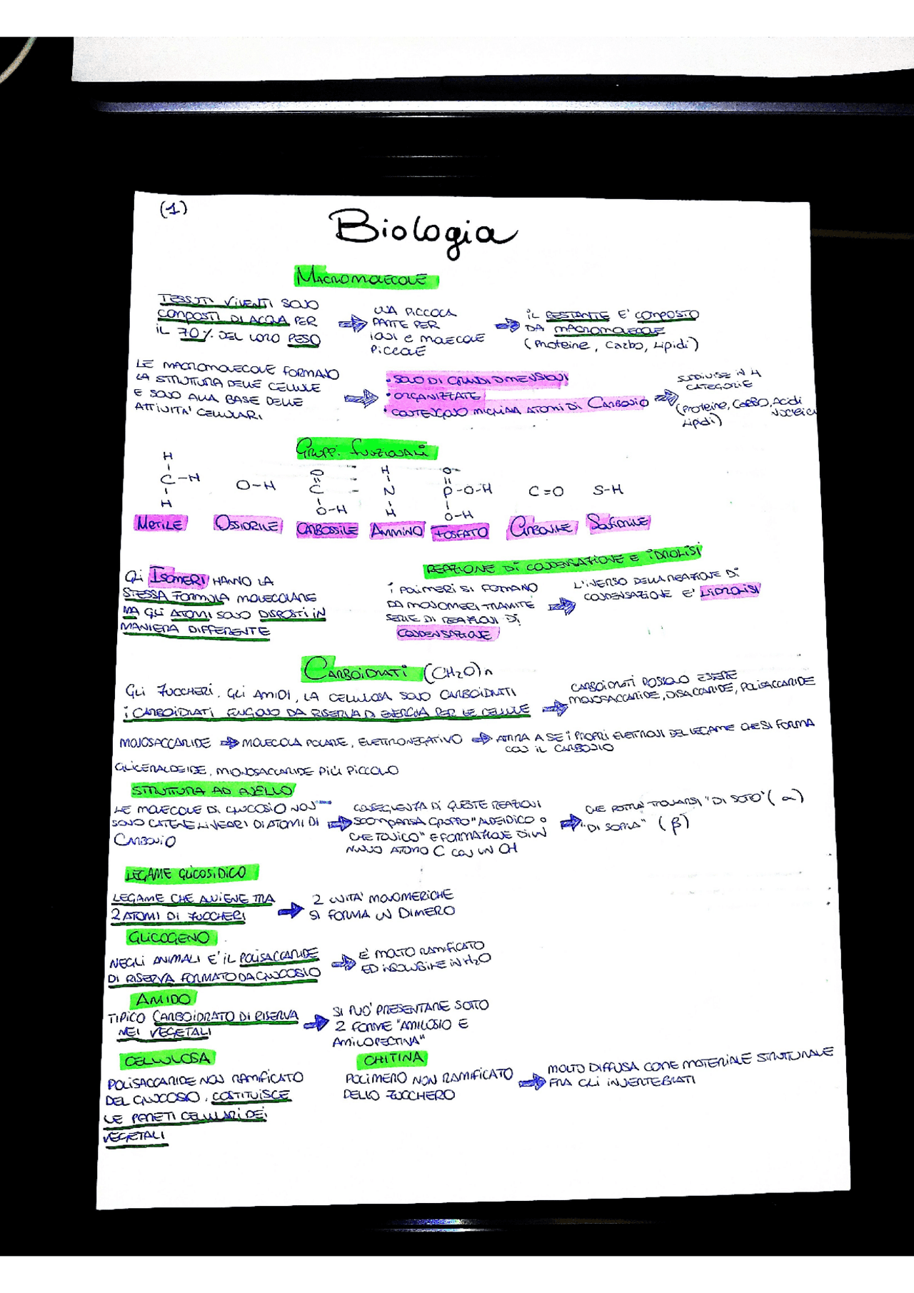 Appunti Biologia 1anno Scienze Motorie Docsity