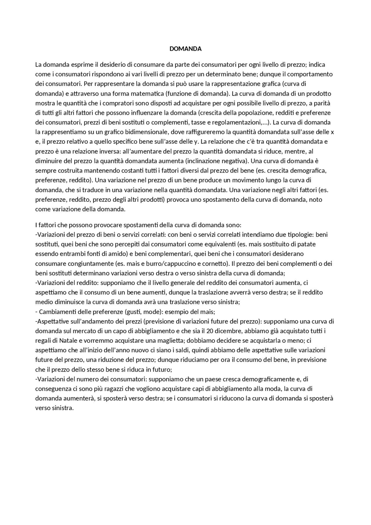 Microeconomia seconda lezione - Docsity