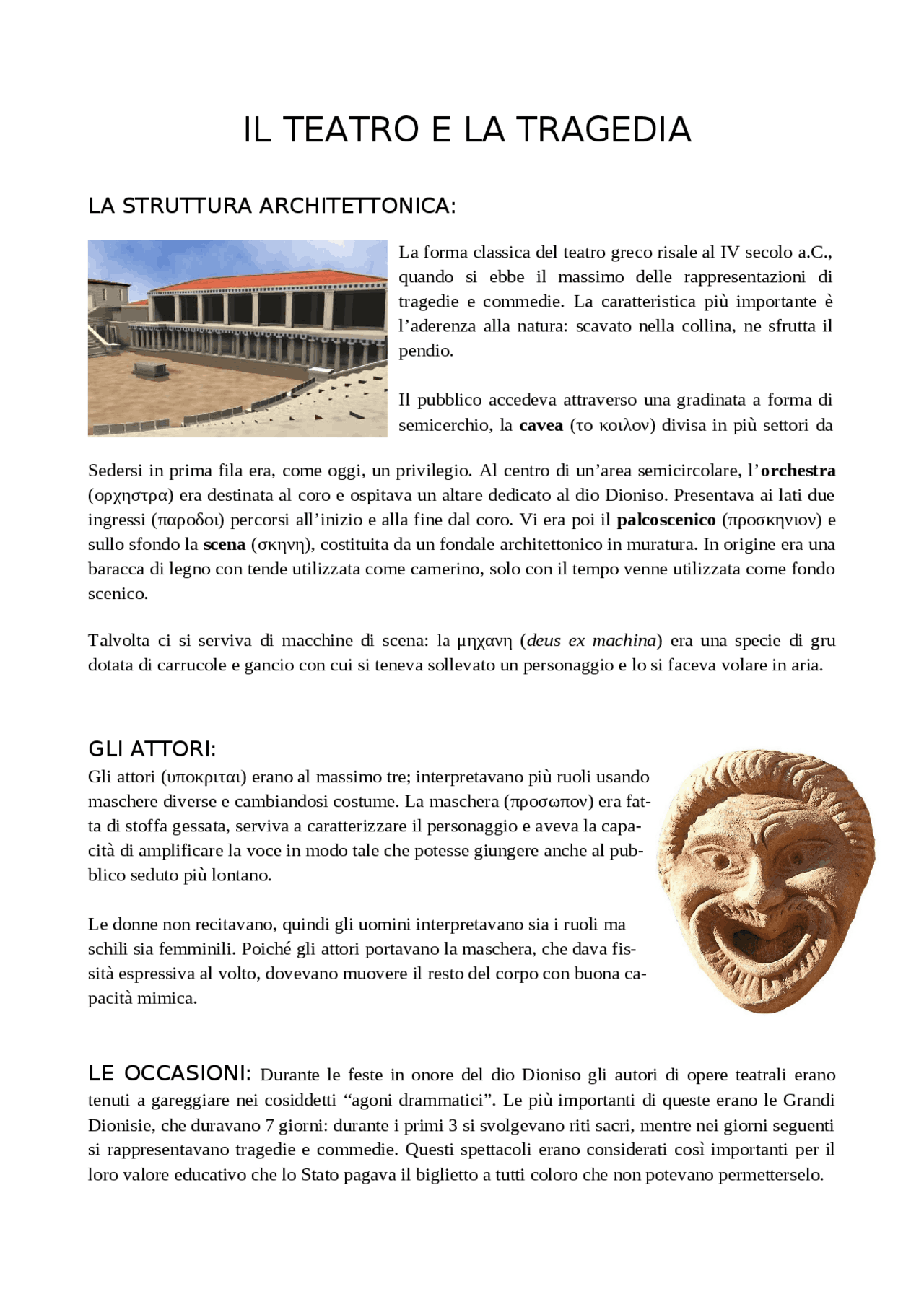 Teatro e la Tragedia greca - Docsity
