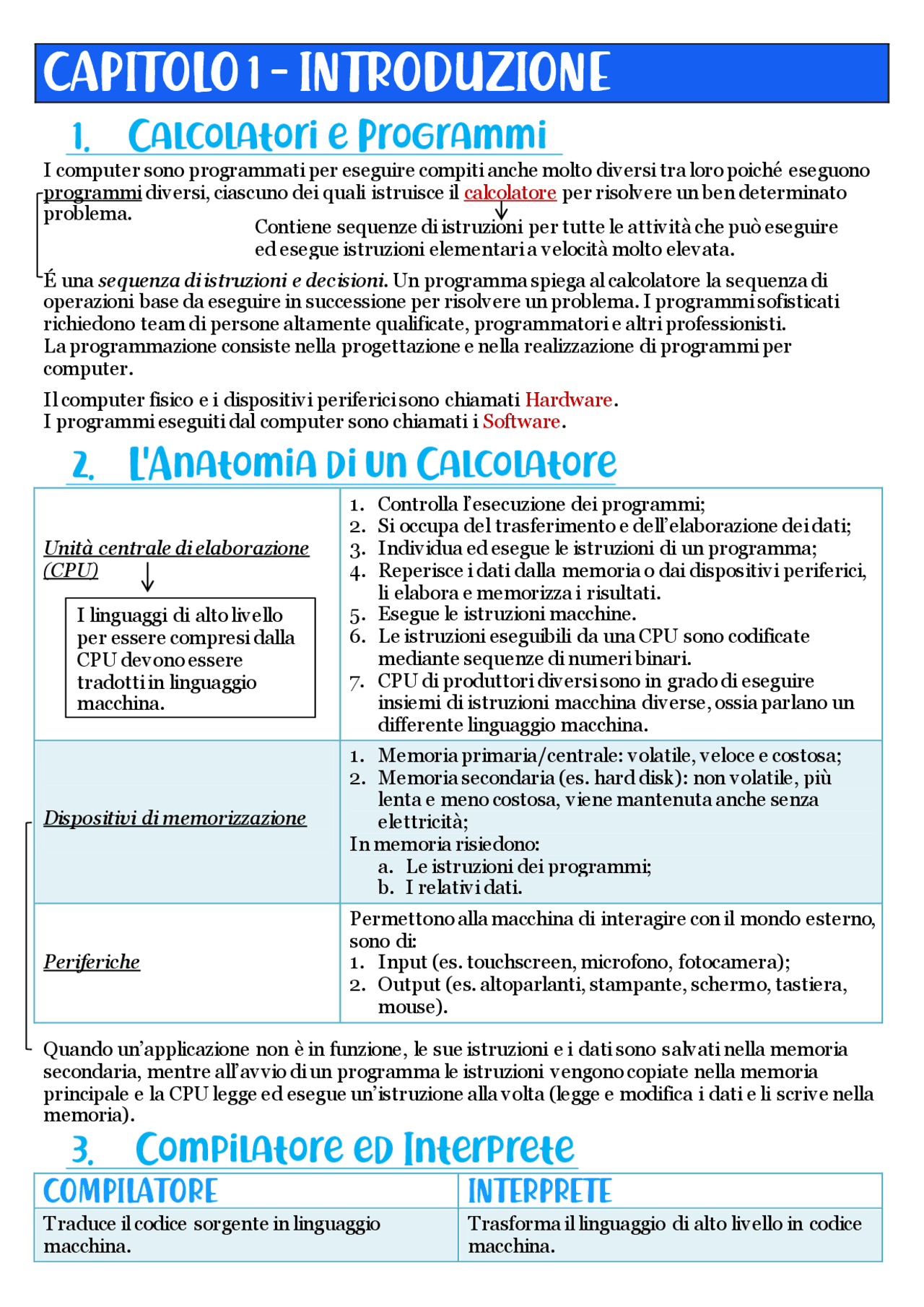 Riassunto del Capitolo 1 del libro Concetti di informatica e fondamenti ...